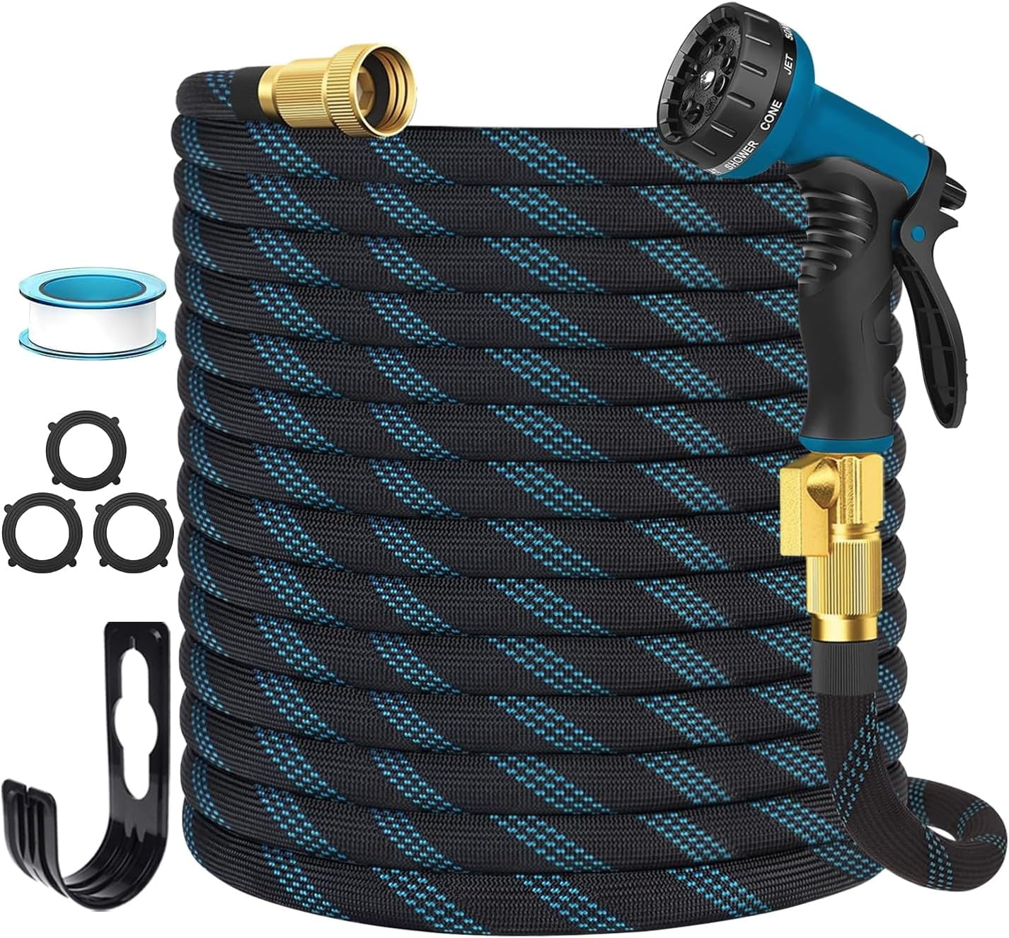 Garden Hose Non-Expandable 50 ft, Lightweight Flexible Water Hose with ...