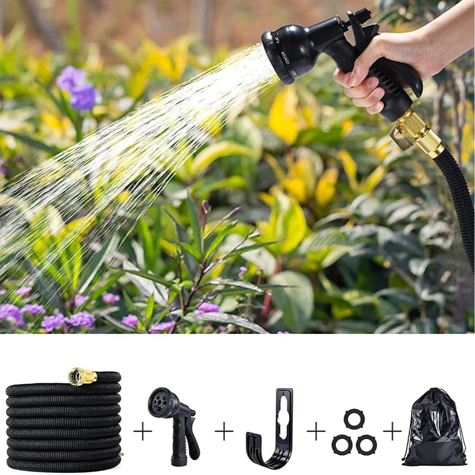 Garden Hose Non-Expanding 100ft, Flexible Garden Hose with Function ...