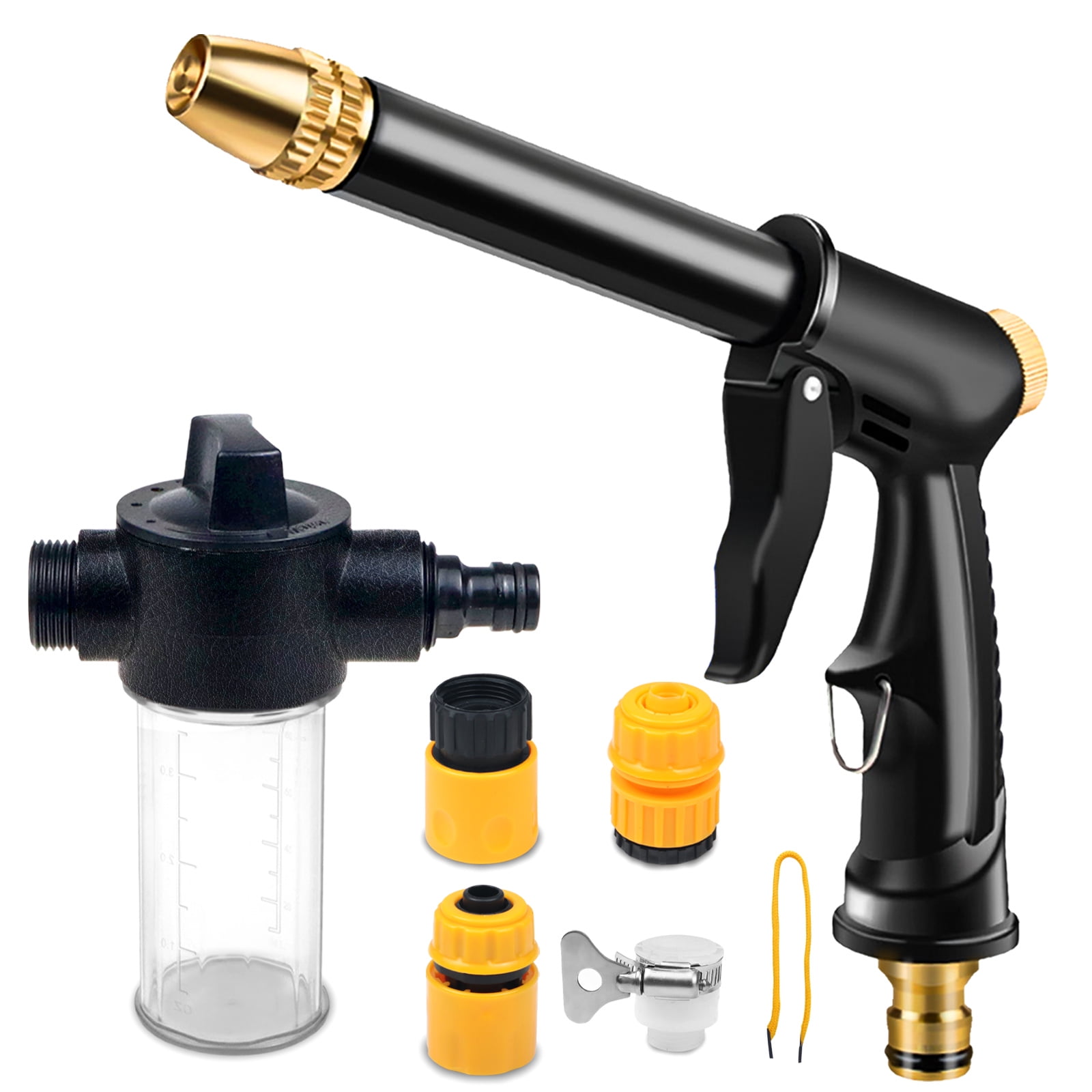 Garden Hose Nozzle with 4 Patterns, Soap Dispenser & Quick Connectors ...