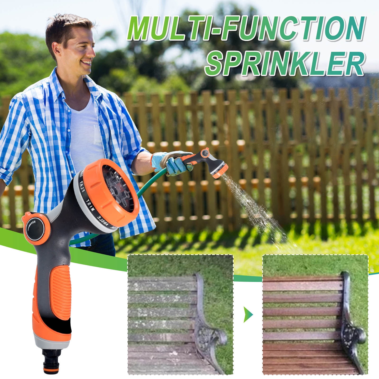 Garden Hose Nozzle Sprayer 10-Pattern Adjustable Water Spray Nozzle ...