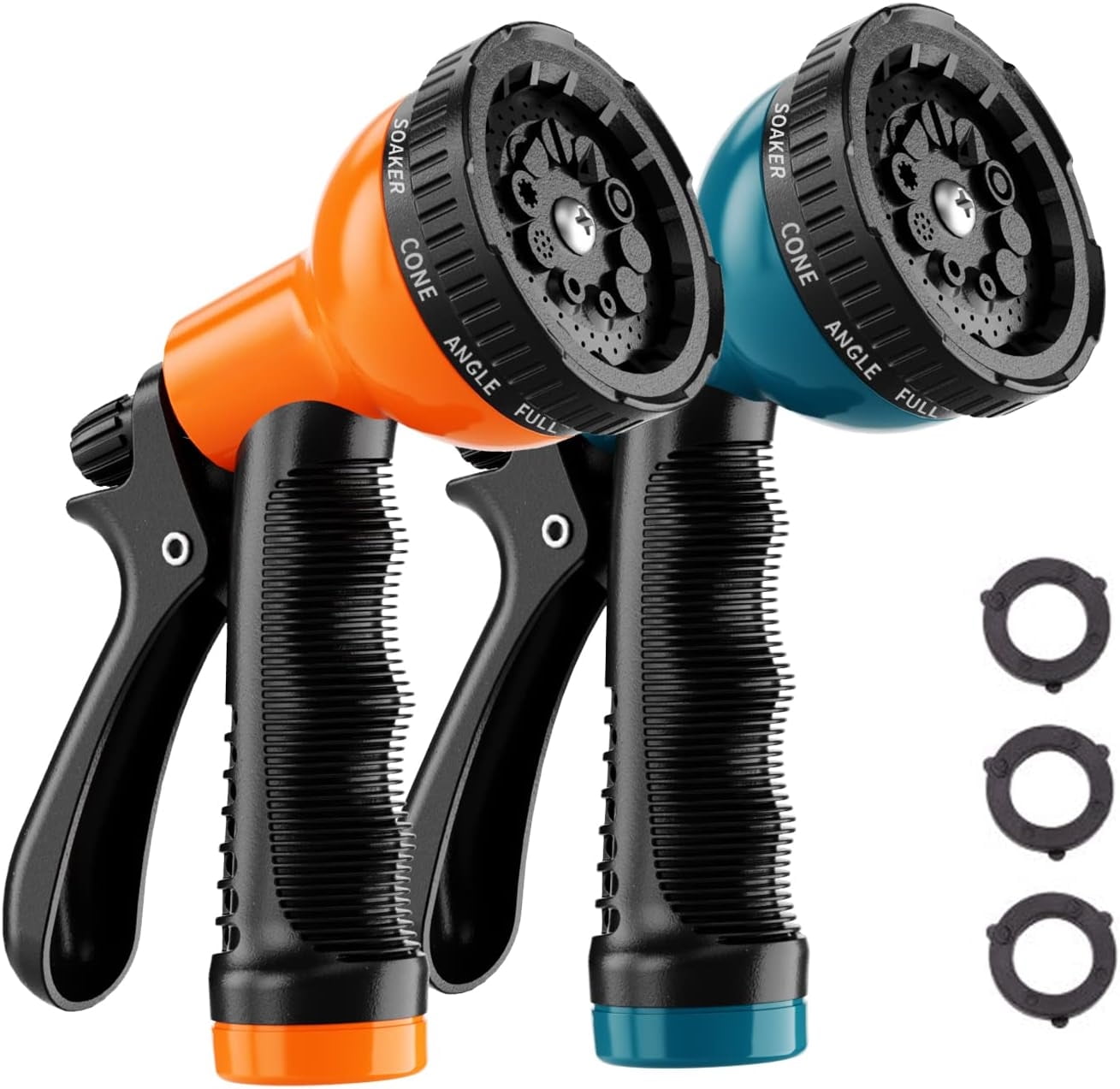 Garden Hose Nozzle Sprayer: 2-Pack, 10 Watering Pattern Nozzle, Heavy Duty Hose Head, Hose ...