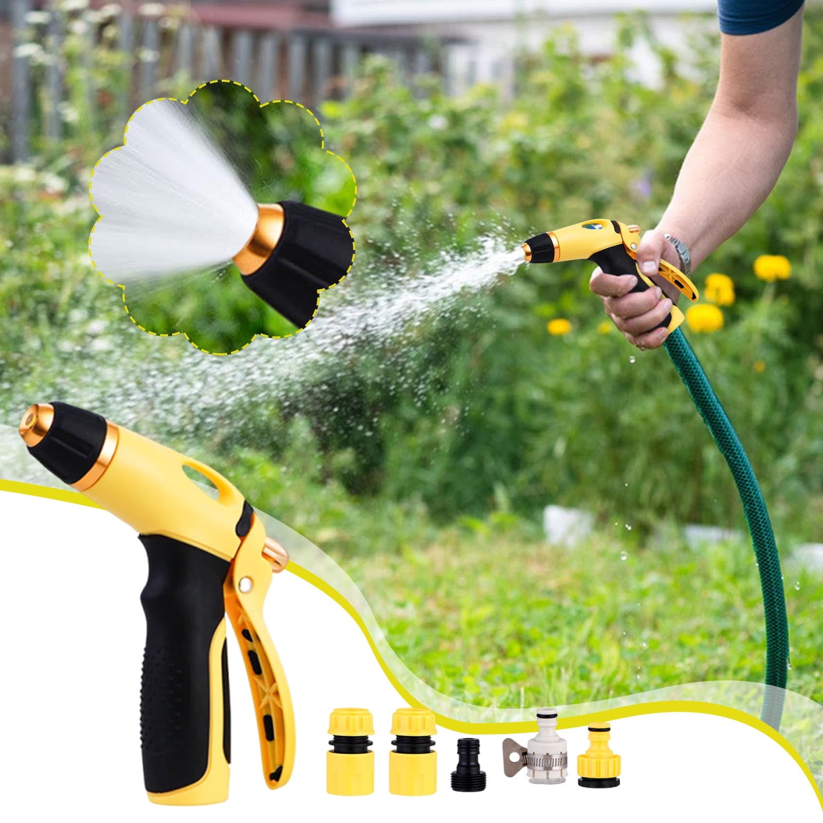 Garden Hose Nozzle Water Spray Adjustable Garden Sprinkler Multi ...