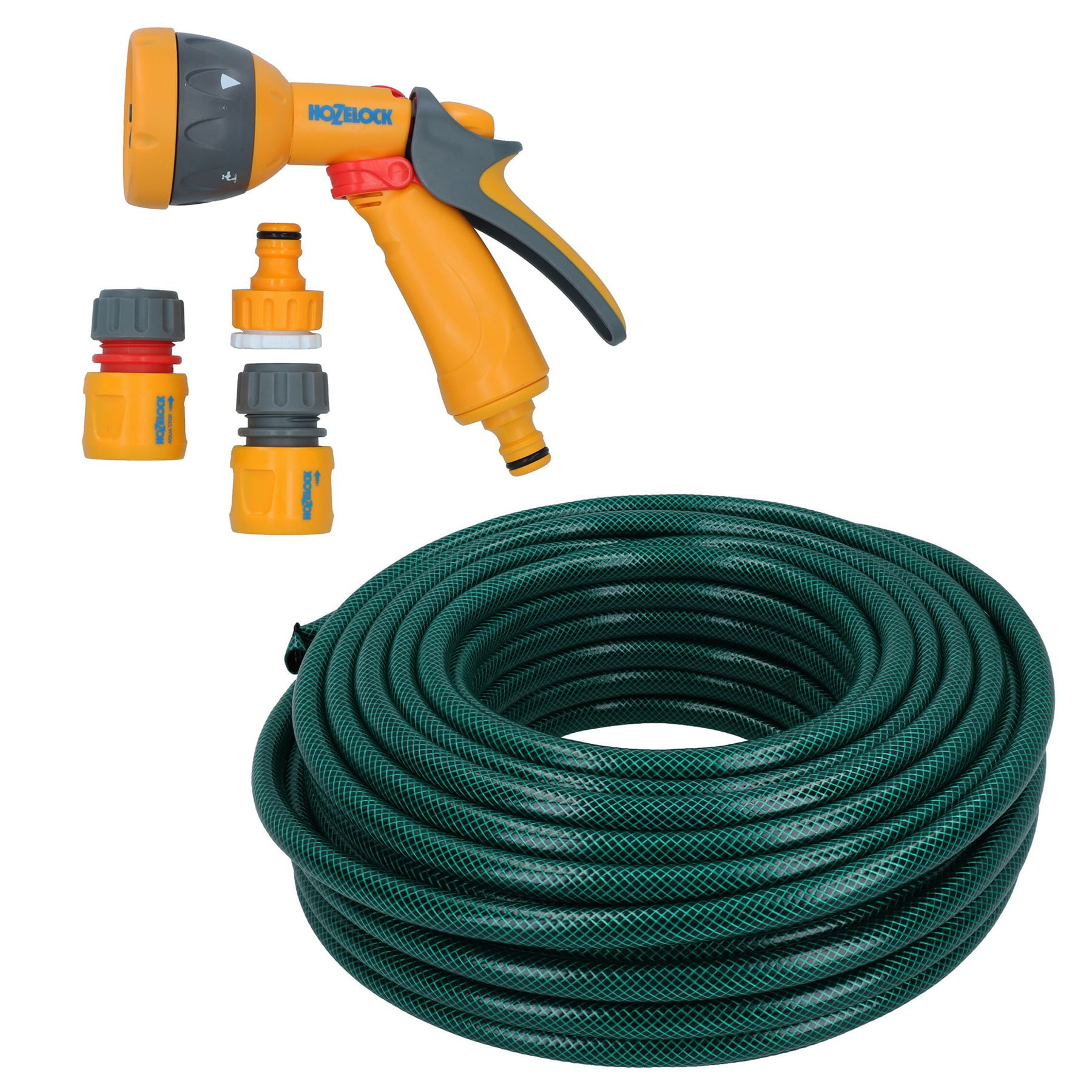 Garden Hose Pipe 30m With Hozelock Fittings & Spray Water Gun Starter ...