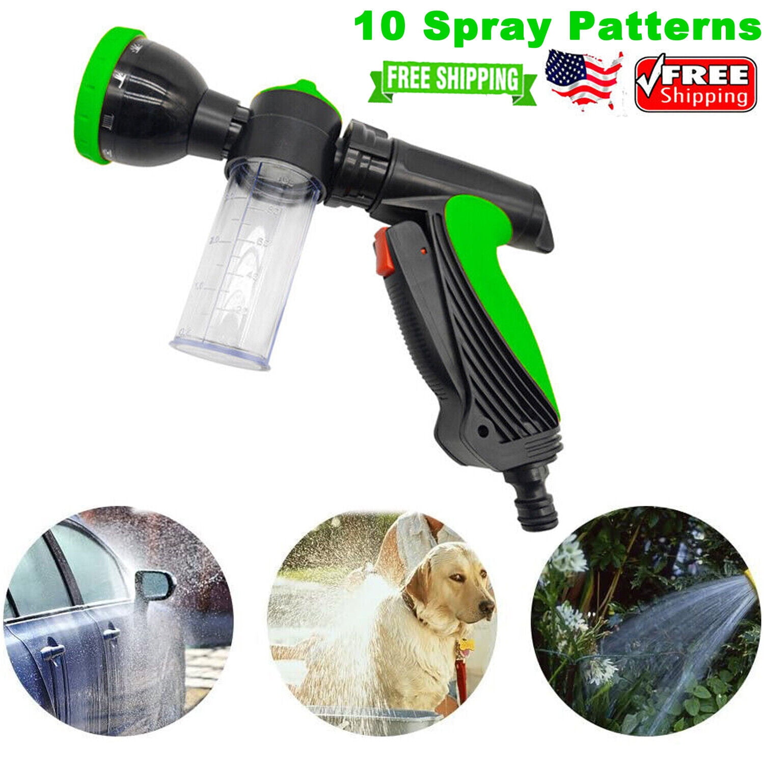 Garden Hose Pipe Spray Gun Water Sprayer 10 Function Nozzle Multi ...