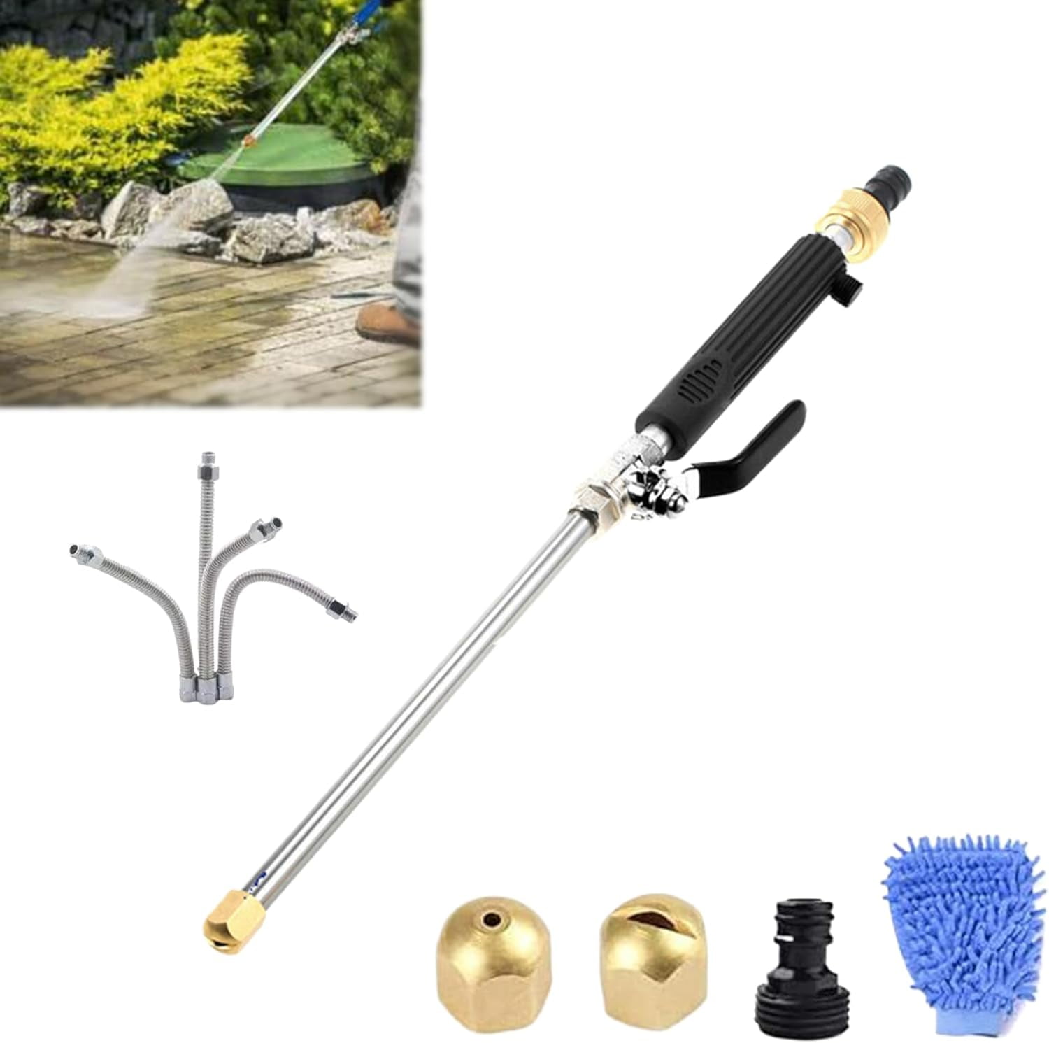 Garden Hose Pressure Washer: 2-in-1 High-Pressure Jet Nozzle and ...