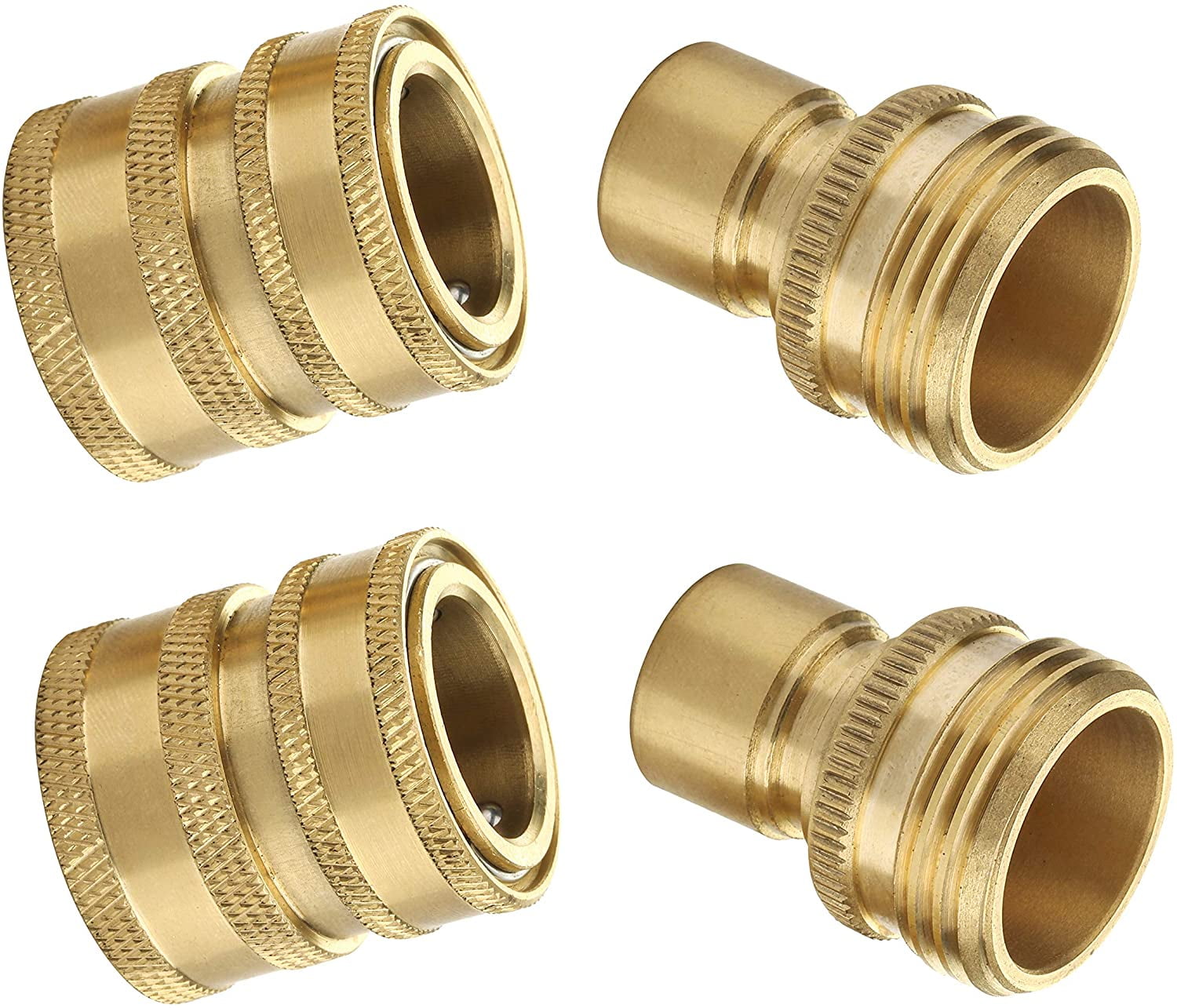 Garden Hose Quick Connect Fittings, 3/4 Inch GHT Solid Brass, Quick ...