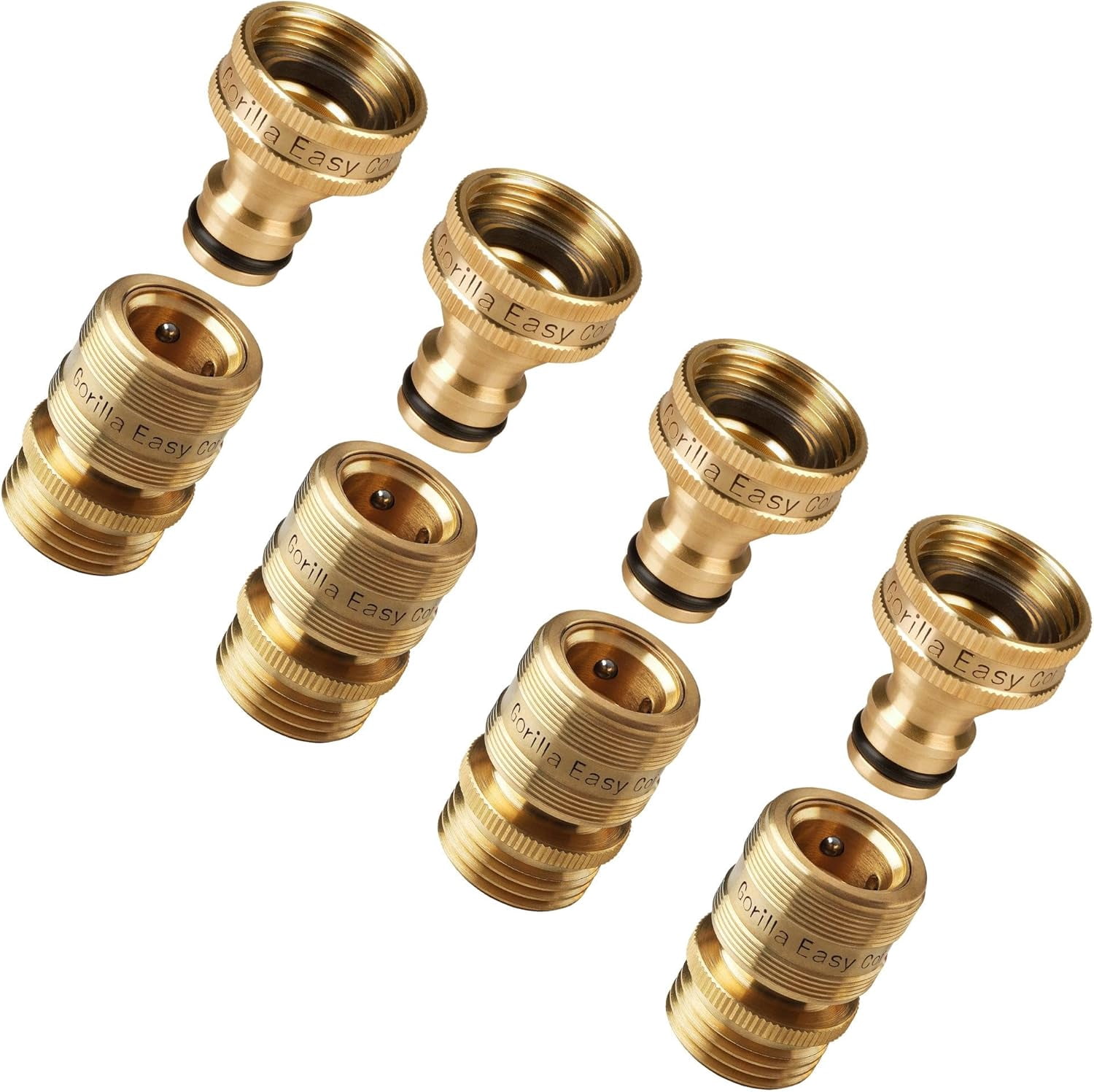 Garden Hose Quick Connect Fittings. ¾ Inch GHT Solid Brass Leak Proof ...