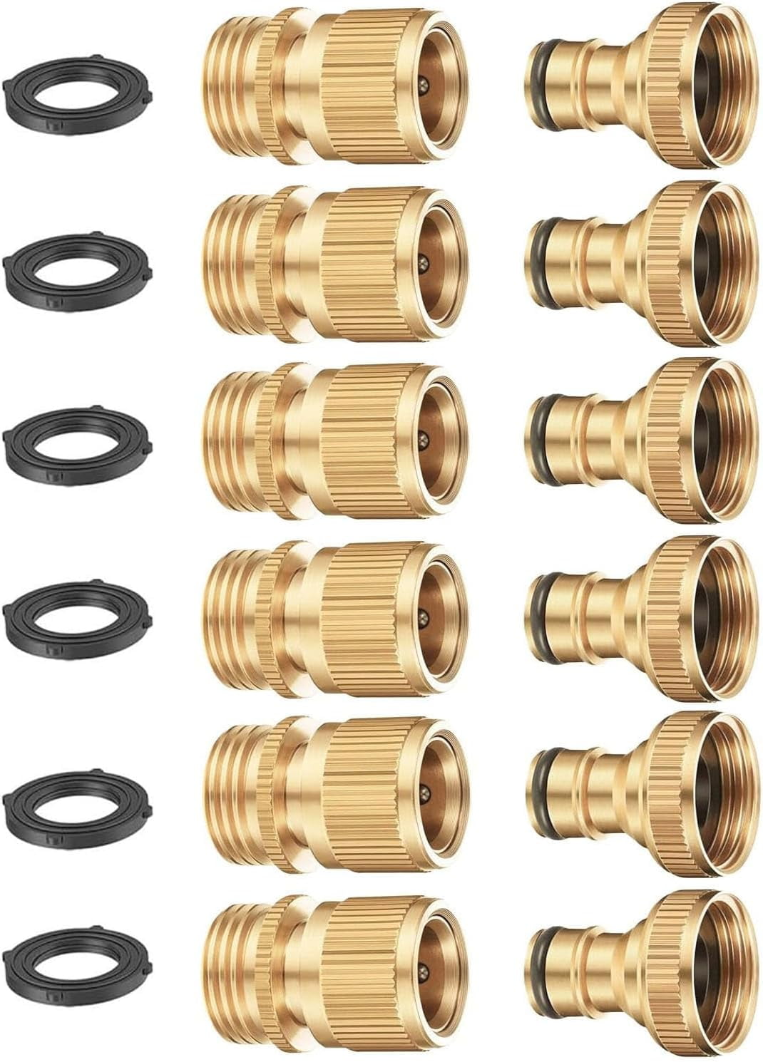 Garden Hose Quick Connector Set, Solid Brass 3/4 Inch Water Fitings ...