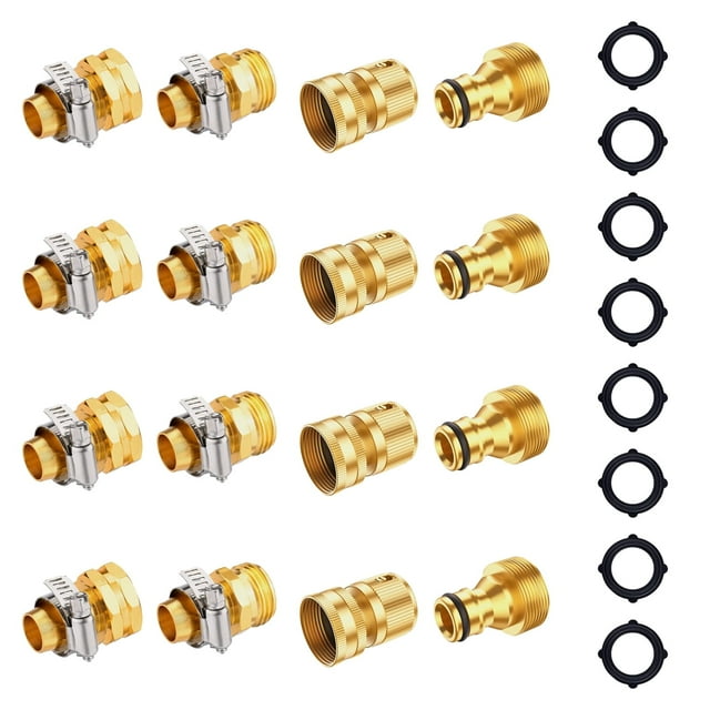 "Brass Fittings Garden Hose Quick and Repair Connector Kit with Clamp ...