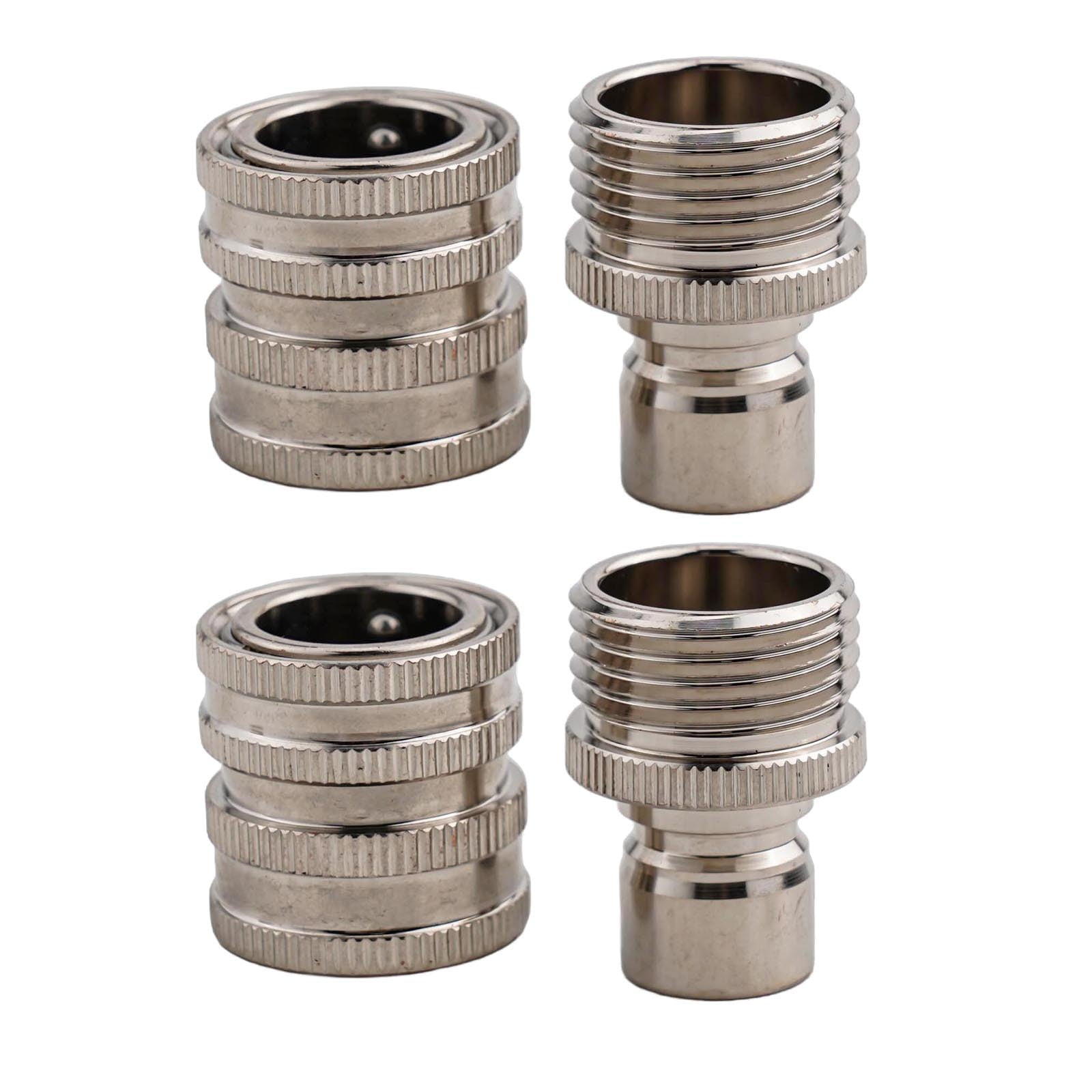 Garden Hose Quick Connectors 3/4\" Stainless Steel Fittings - 4pc Set ...