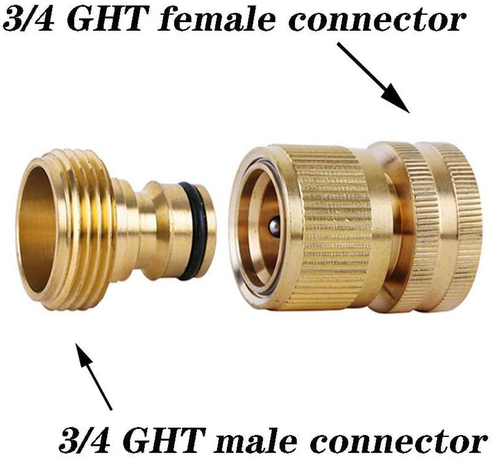 Garden Hose Quick Connectors Set | Heavy Duty Brass 3/4 inch GHT Thread ...