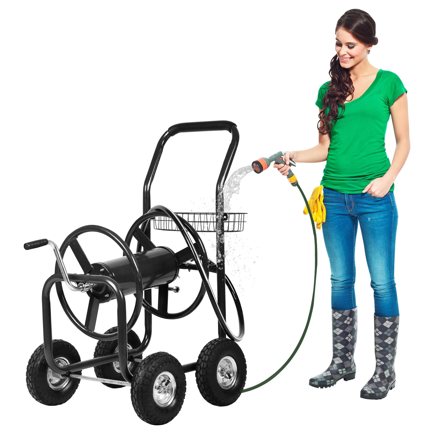 Garden Hose Reel Cart with Wheels Heavy Duty Hose Reels Cart Water Hose ...