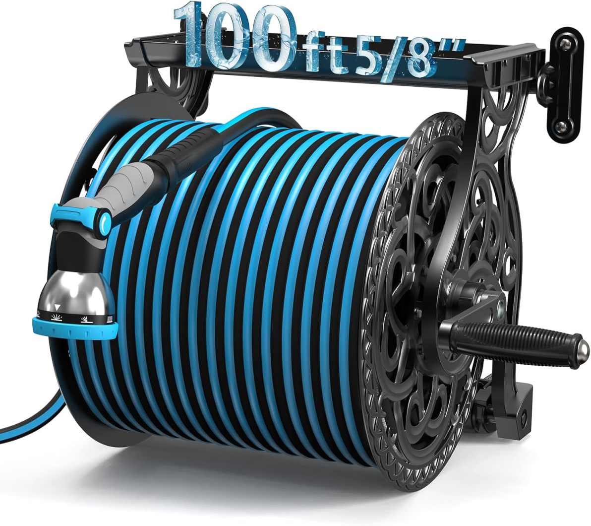 Garden Hose Reel, Decorative Aluminum Frame Hose Holder with 100 ft x 5 ...