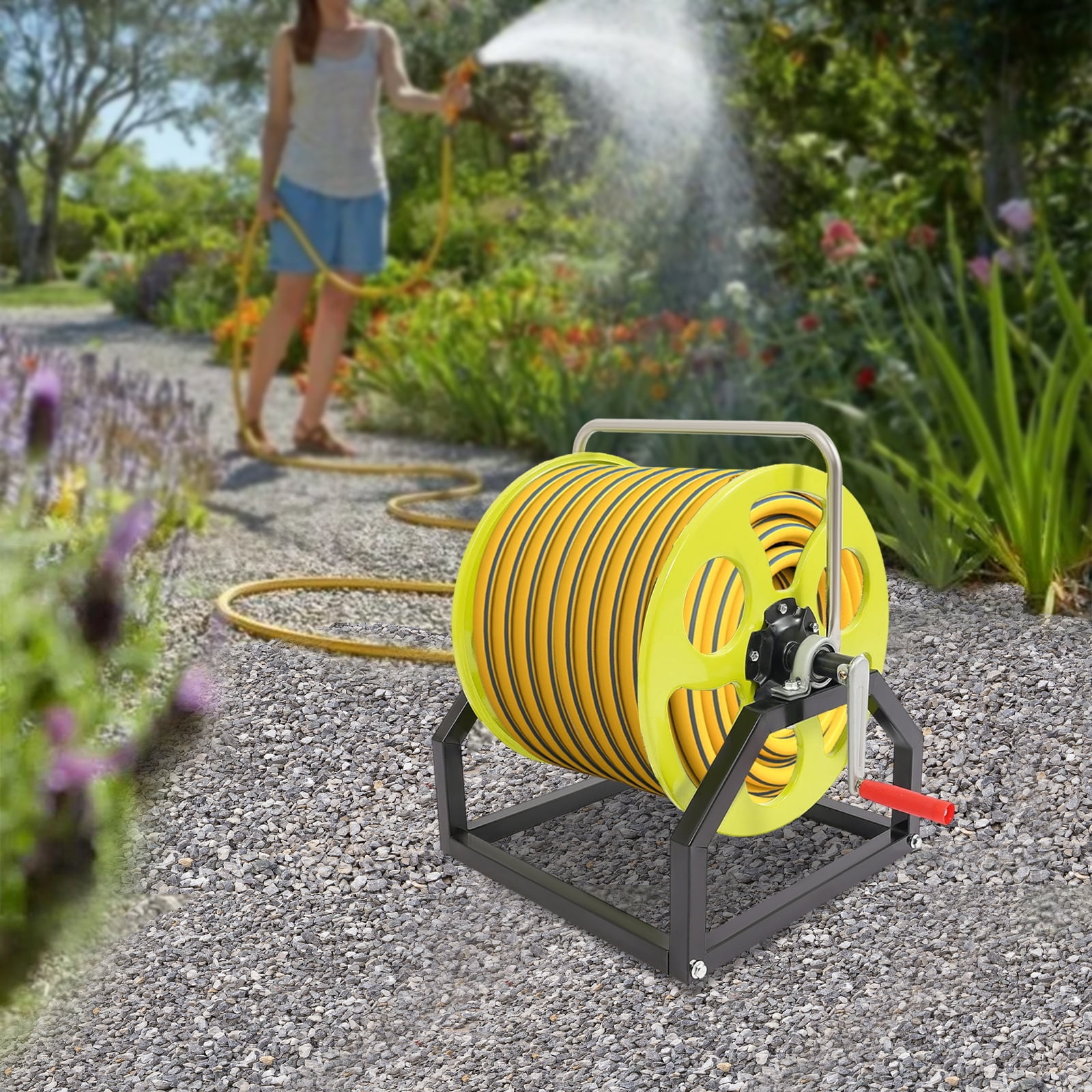 Garden Hose Reel, Heavy Duty Wall Mounted Water Hose Reel with Crank ...