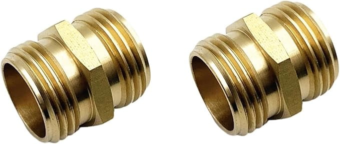 Garden Hose Repair Connectors 2Pcs, 3/4 Inch Solid Brass Thread ...