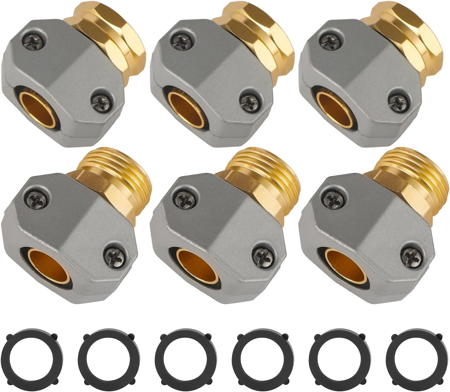 Garden Hose Repair Kits, 3 Sets Aluminum Alloy Water Connector, Fit 3/4 ...