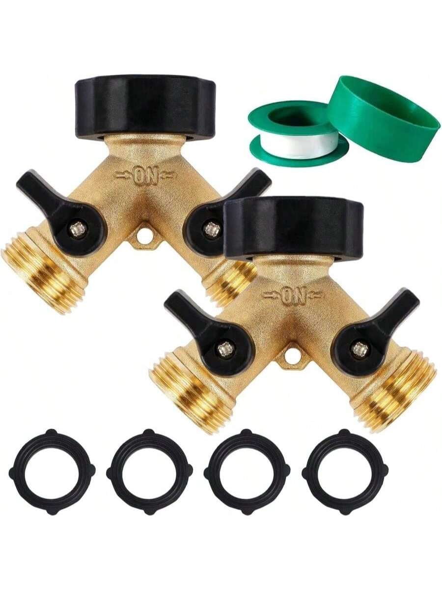 Garden Hose Splitter 2 Way Heavy Duty Brass Connector Tap Y Splitter 2 ...