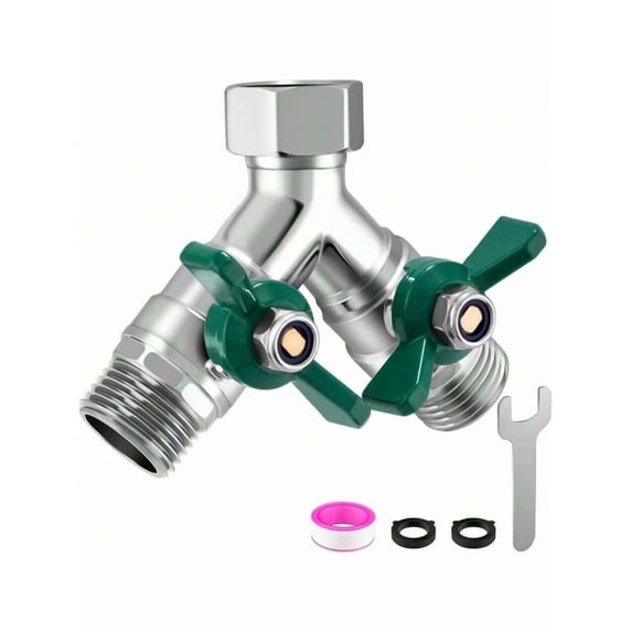 Garden Hose Splitter 2 Way, Heavy Duty Brass Water Hose Splitter, 3/4 ...