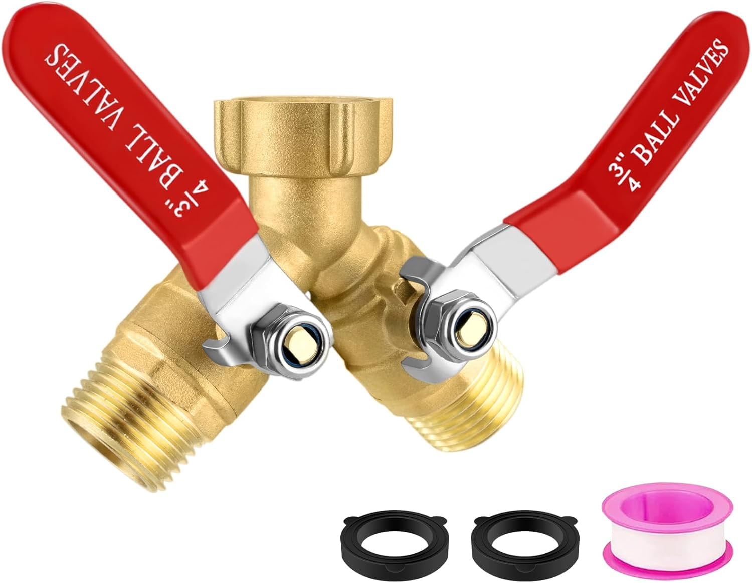 Garden Hose Splitter 2 Way Heavy Duty, Brass Water with Stainless Steel ...