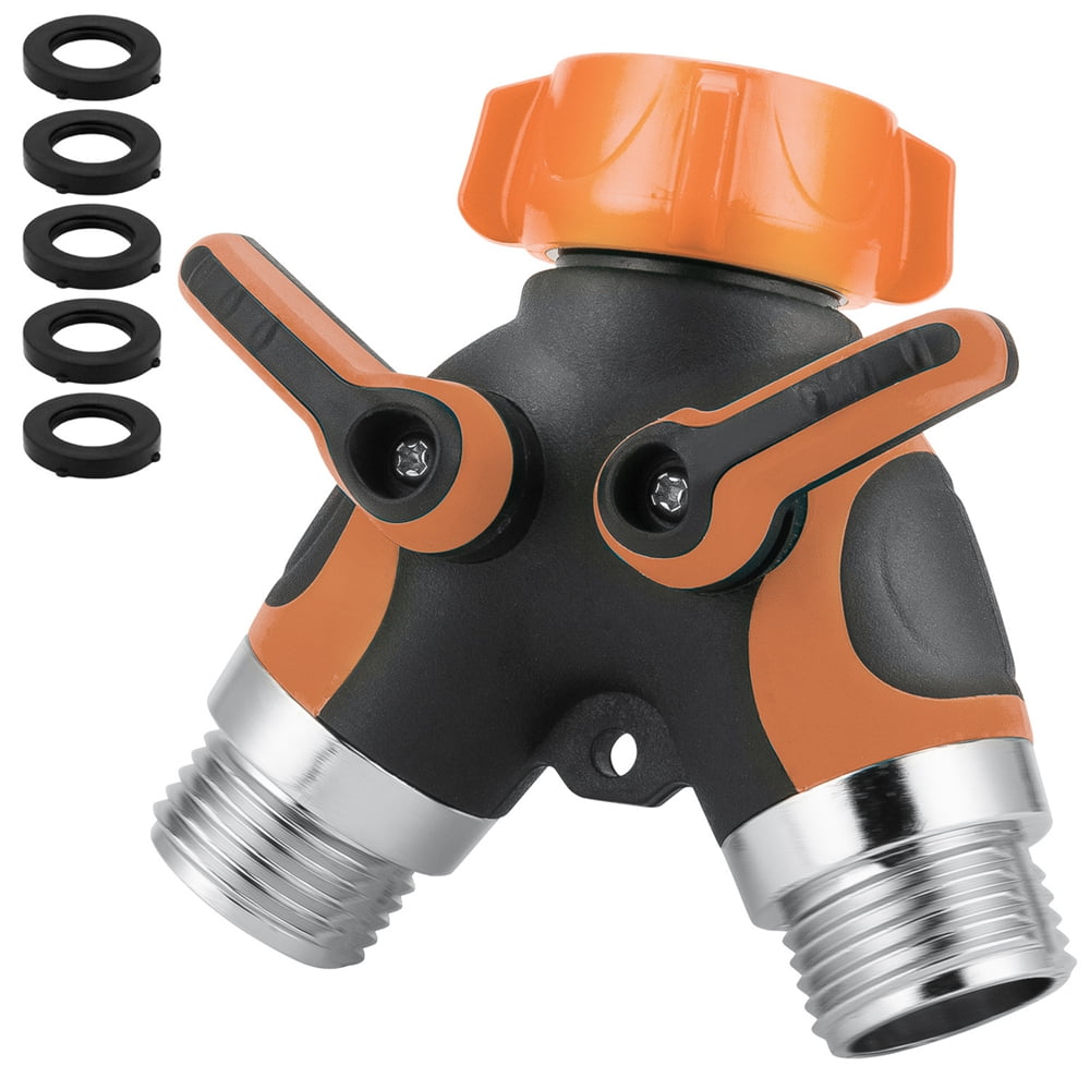 Garden Hose Splitter 2 Way,Heavy Duty Metal Water Hose Splitter with ...