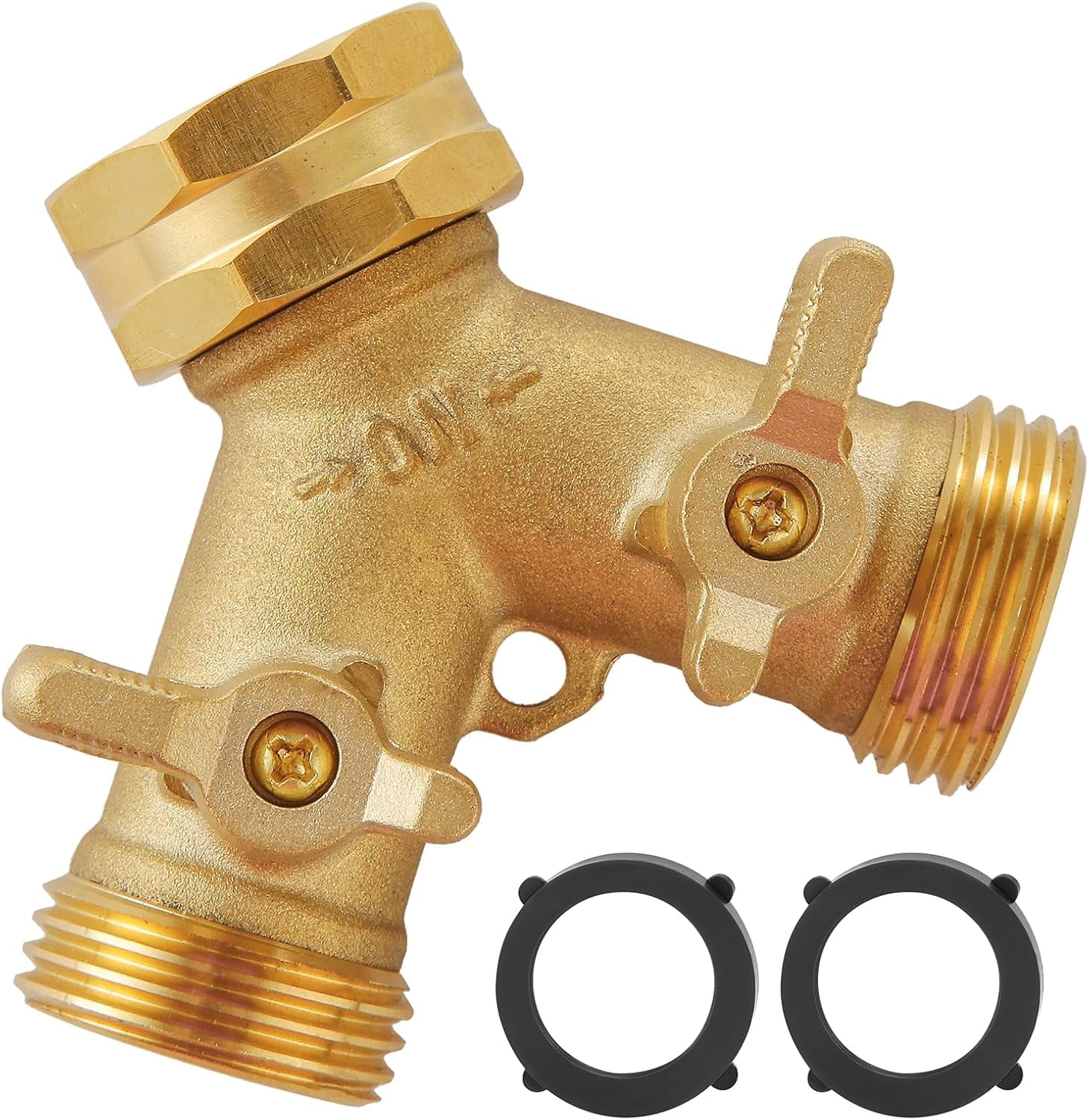 Garden Hose Splitter 2 Way Heavy Duty, Outdoor Faucet Way, Solid Brass ...