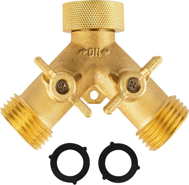 Garden Hose Splitter 2 Way Heavy Duty - Solid Brass Hose Splitter ...