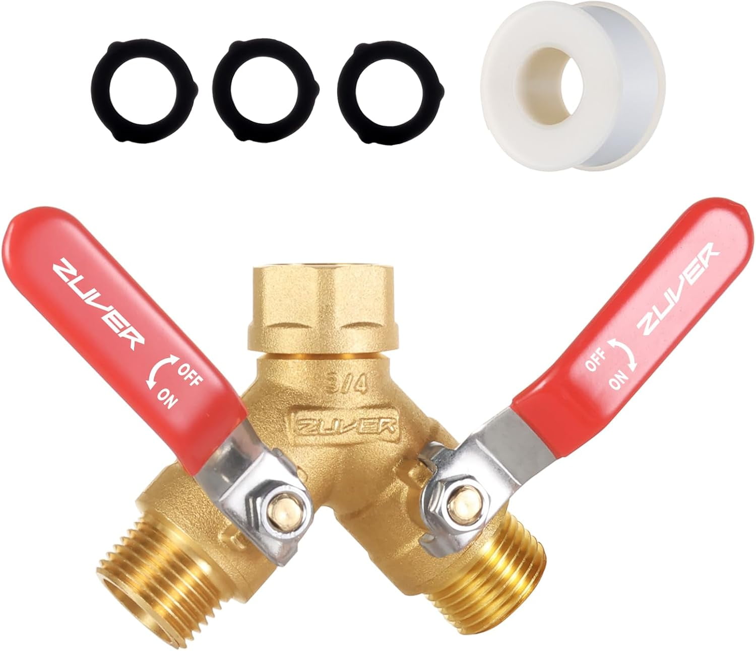 Garden Hose Splitter 2-Way Heavy Duty Solid Brass Y Valve with ...
