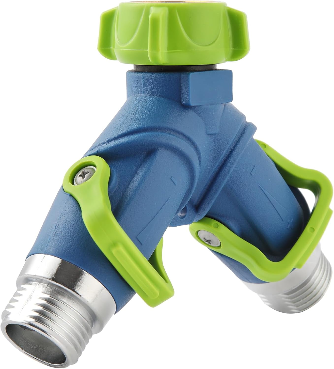 Garden Hose Splitter, 2 Way Lever Flow Through Valve Connector, Water ...