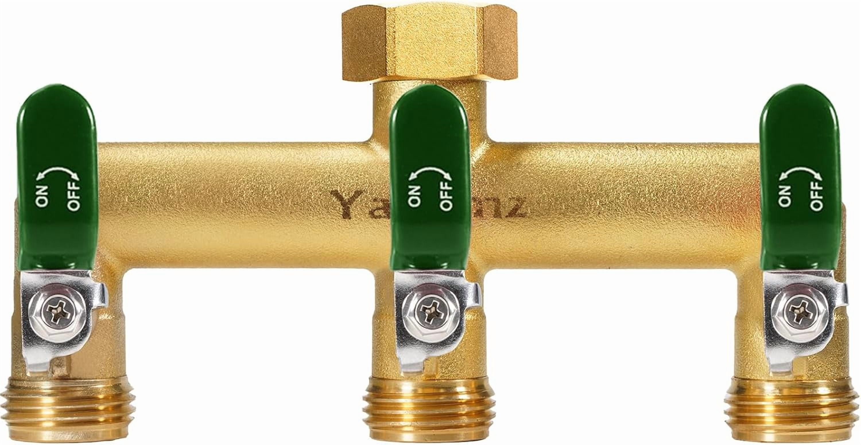 Garden Hose Splitter, 3/4” Rust and Freeze Resistant Outdoor Manifold ...