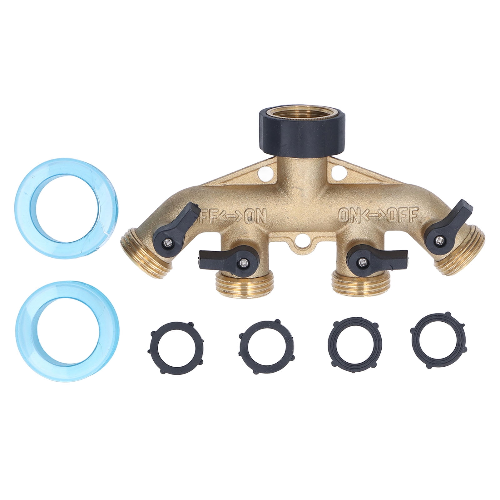 Garden Hose Splitter 4 Way Heavy Duty Brass Connector Spigot Adapter 3 ...