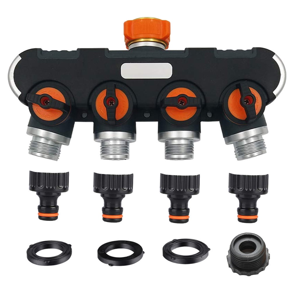 Garden Hose Splitter 4 Way | Heavy Duty Rubber Aluminum Water ...
