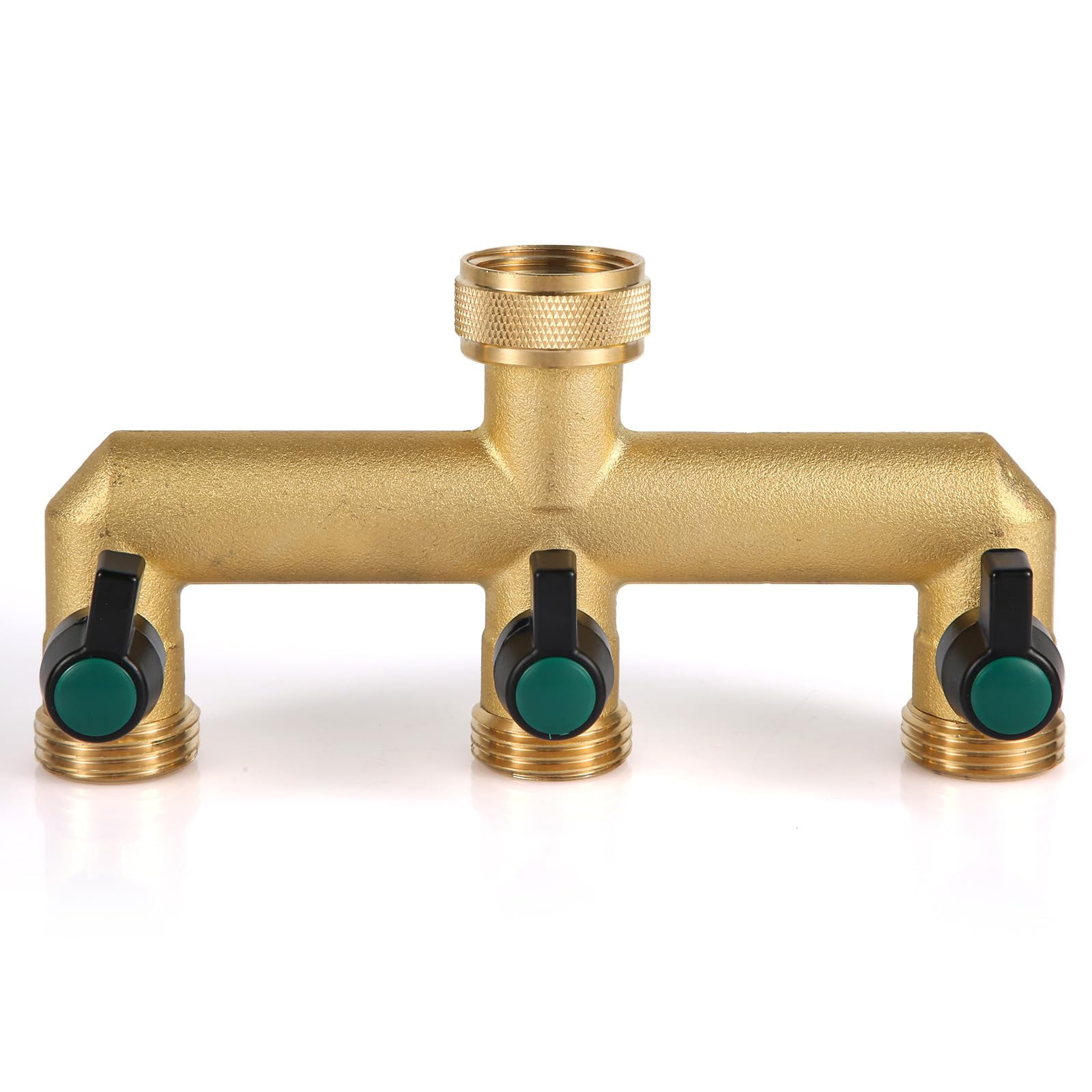Garden Hose Splitter, Brass Water Hose Splitter GHT 3/4" Thread 3 Way ...