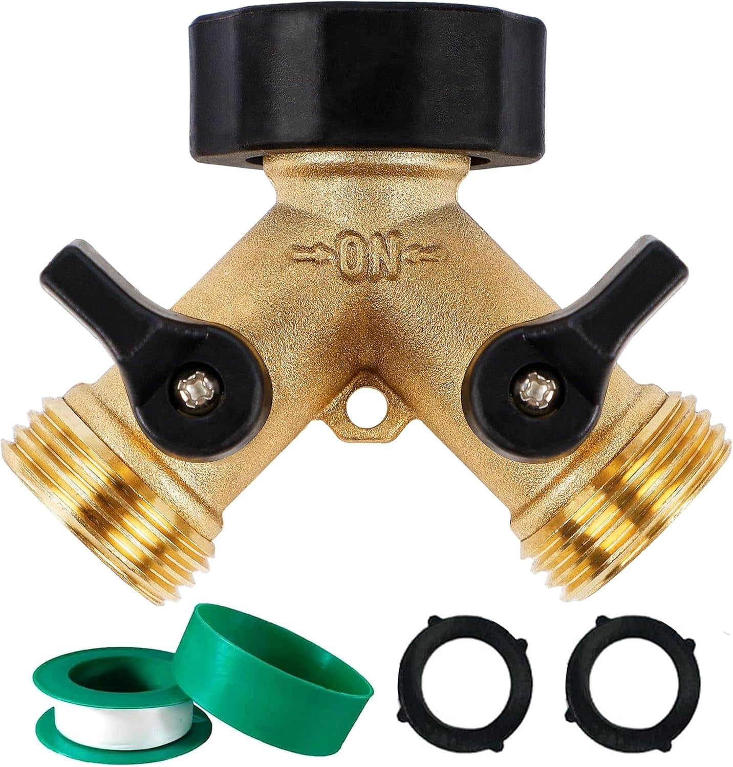 Garden Hose Splitter , Heavy Duty Brass Connector Tap Splitter, Y ...