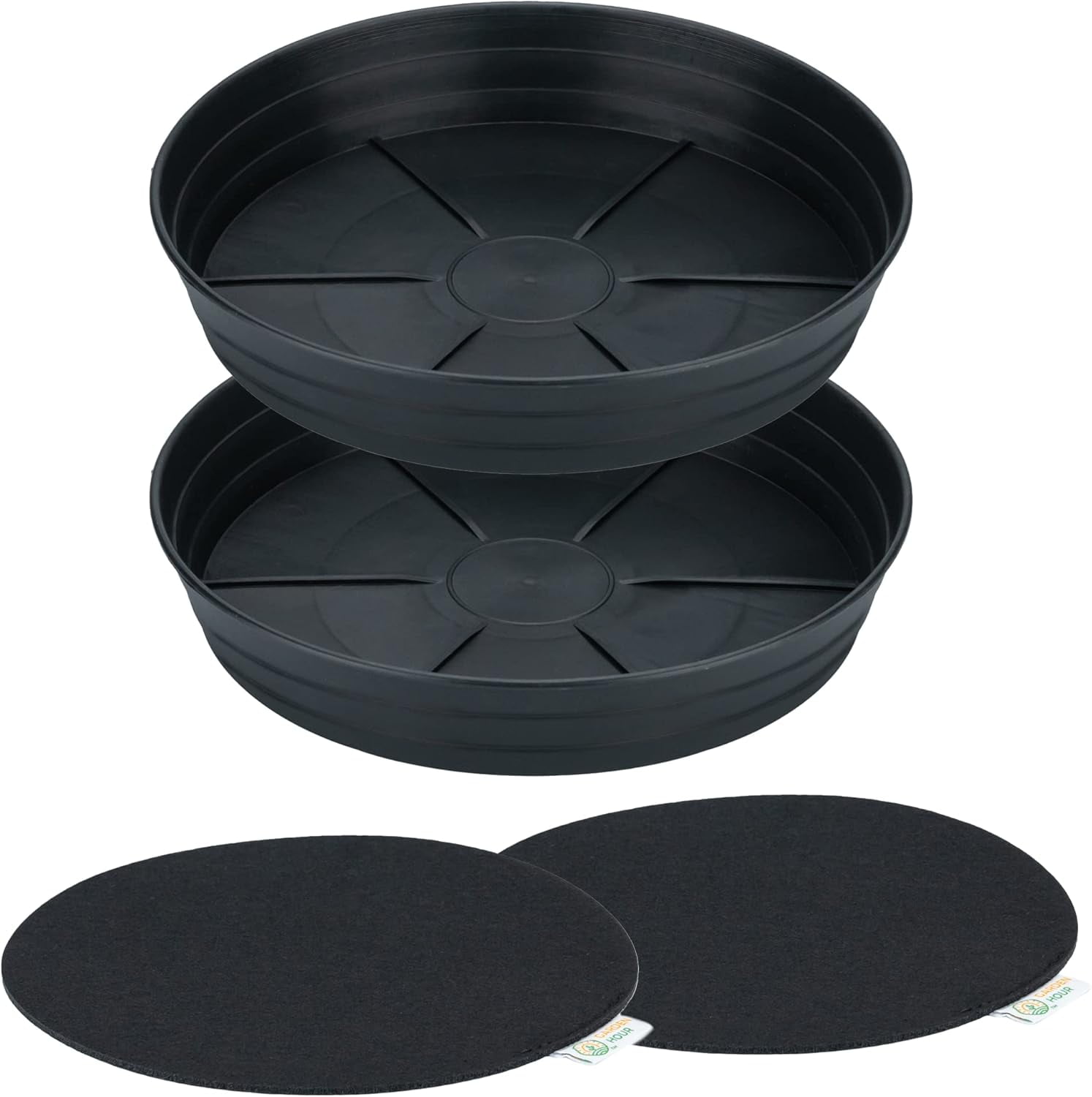 Garden Hour 10” Pack of 2 Small Plant Saucers for Potted Plants & Felt ...