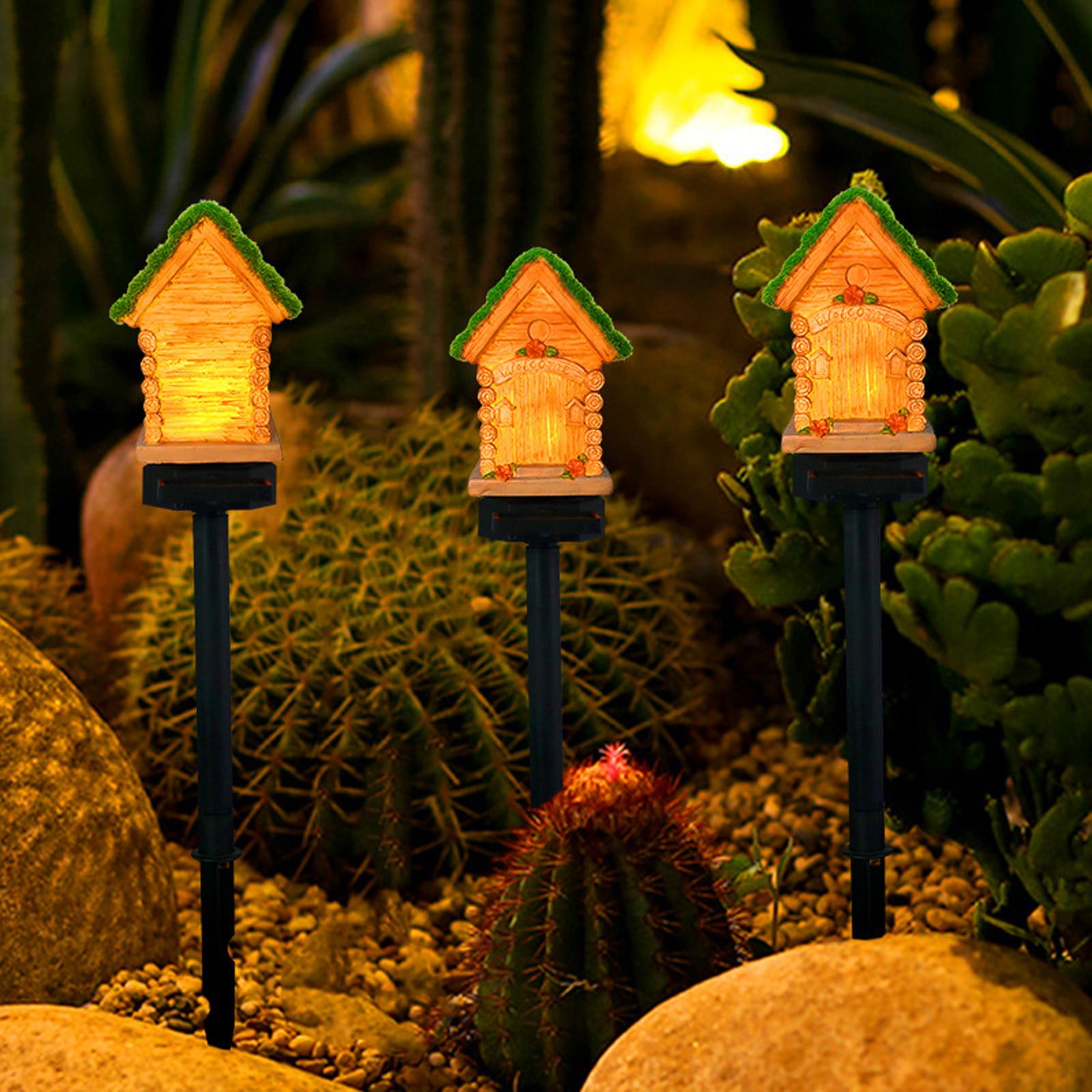 Garden House Statues,Funny Gnomes Fairy Garden Lights Figurine,House ...