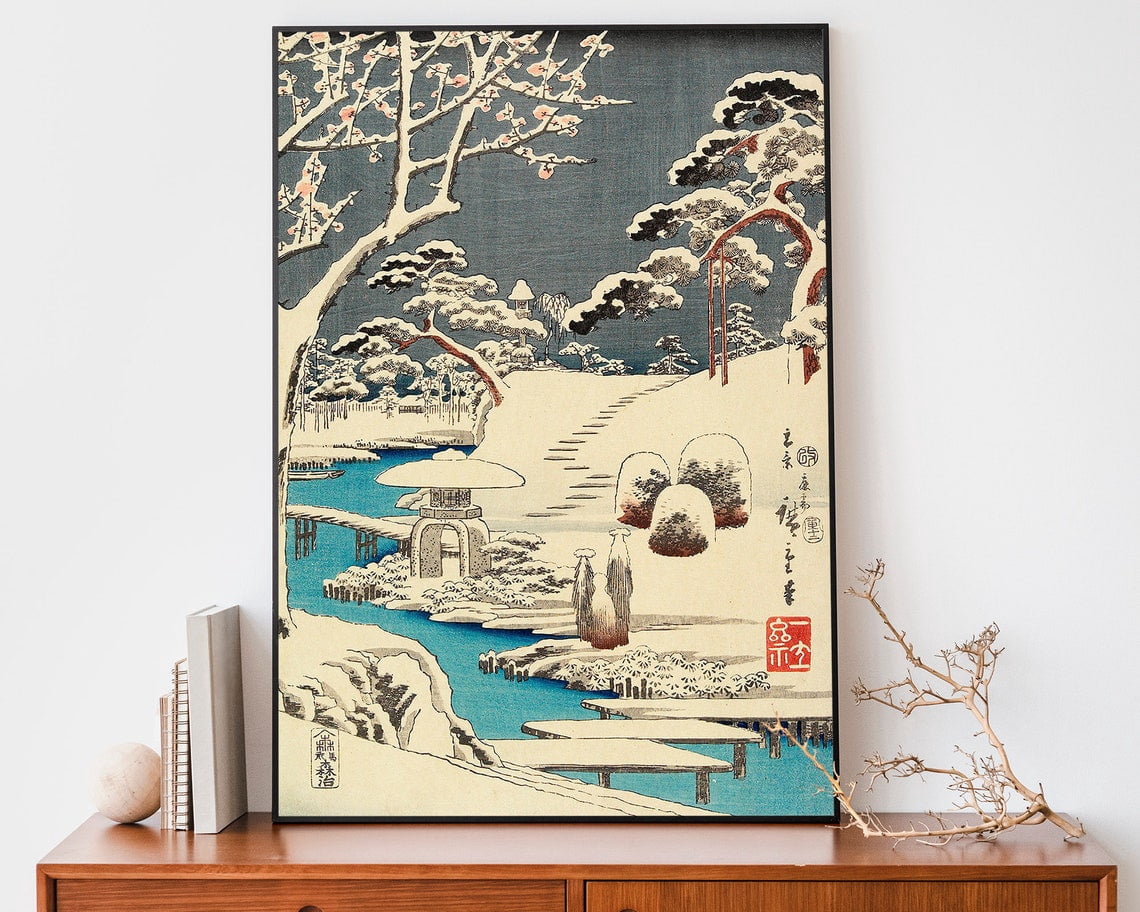 Garden In The Snow - Utagawa Hiroshige Ukiyo-E Print, Serene Japanese ...