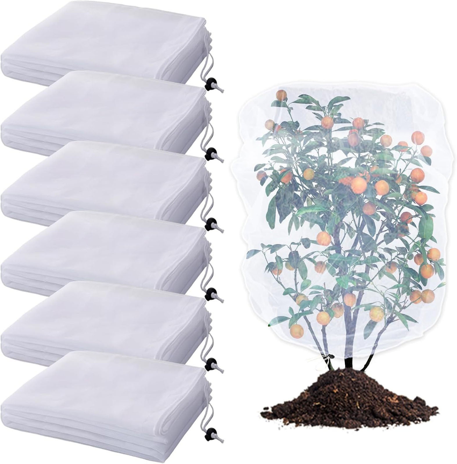 Garden Insect Netting with Drawstring, Plant Protective Cover, Mesh ...