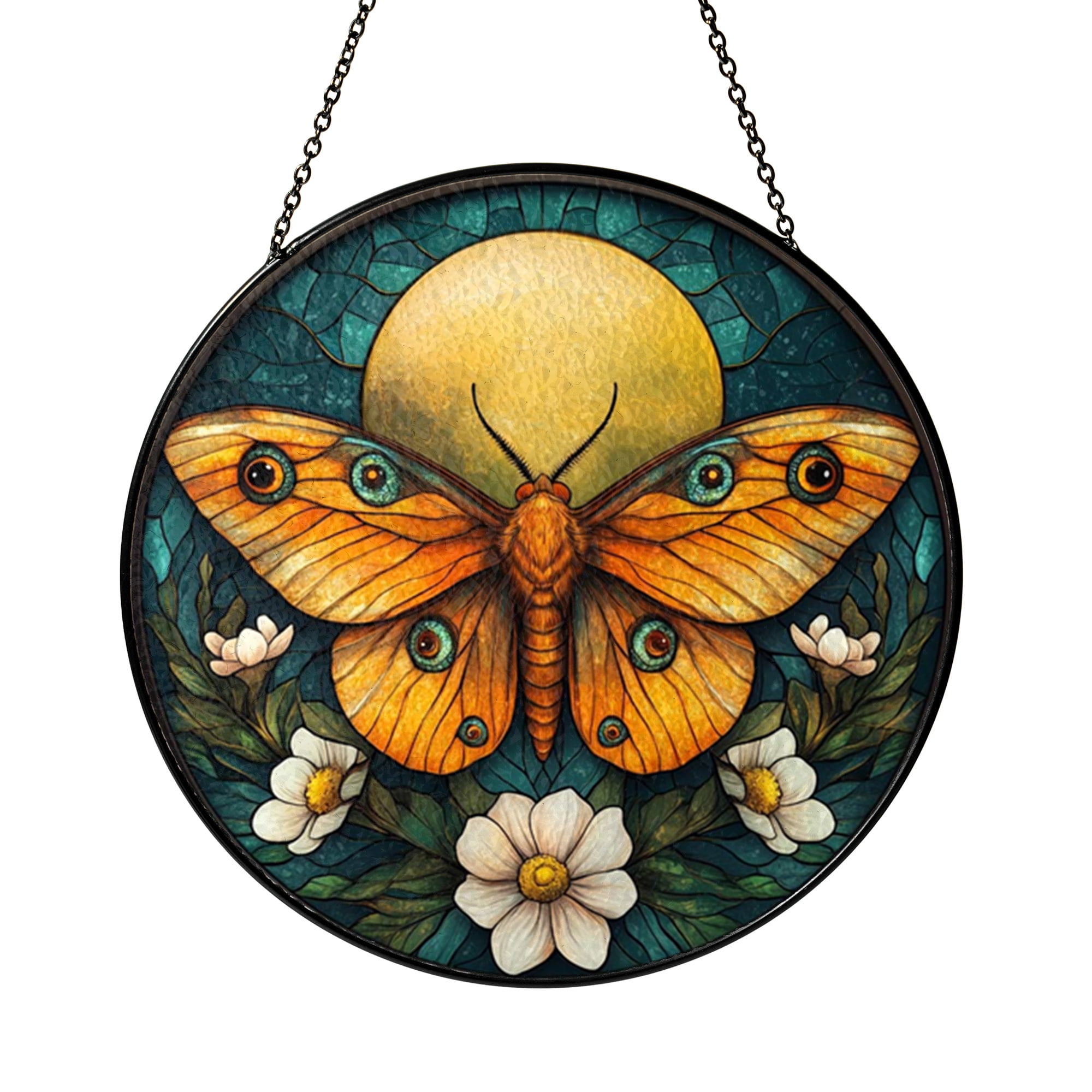 Garden Insect Stained Glass Style Window Suncatcher, Moth Art Panel ...
