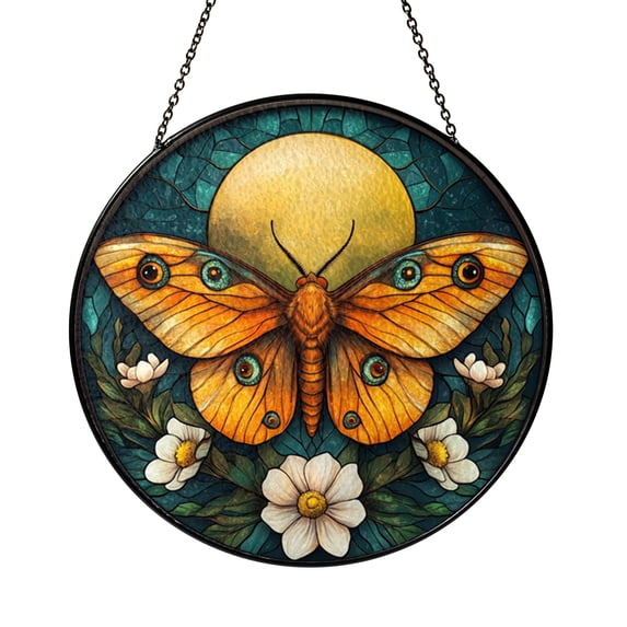 Garden Insect Stained Glass Style Window Suncatcher, Moth Art Panel ...