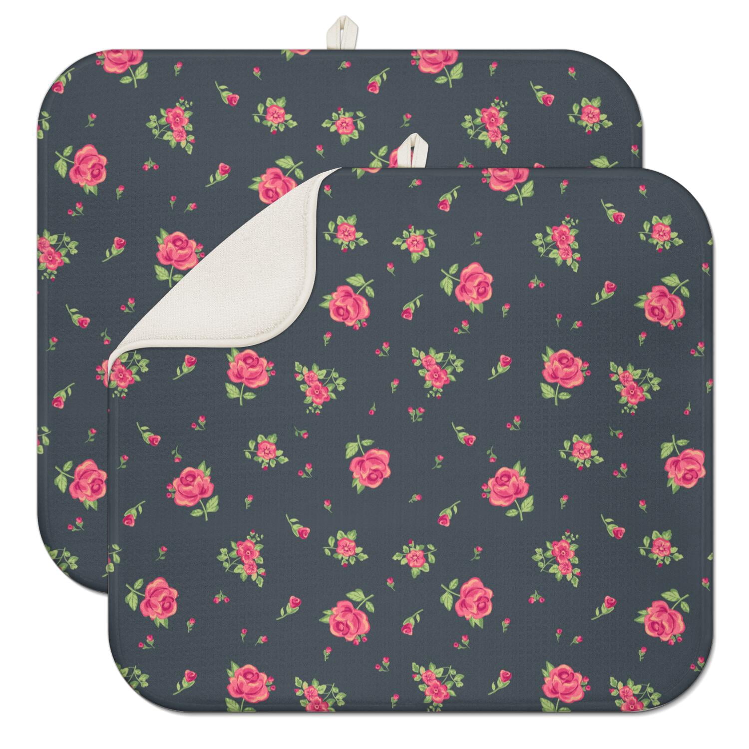 Garden Inspired Floral Coffee Mat – Durable Microfiber Spill Mat with ...