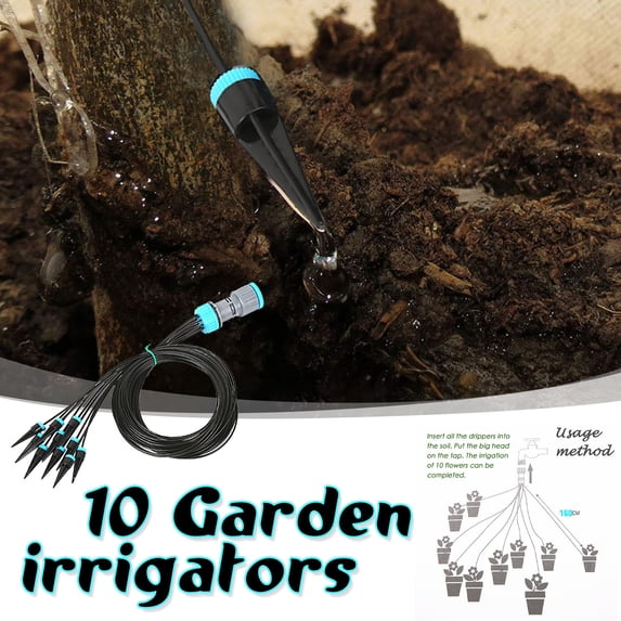 Garden Irrigation System 10-Head Dripper Set, Automatic Watering Device ...