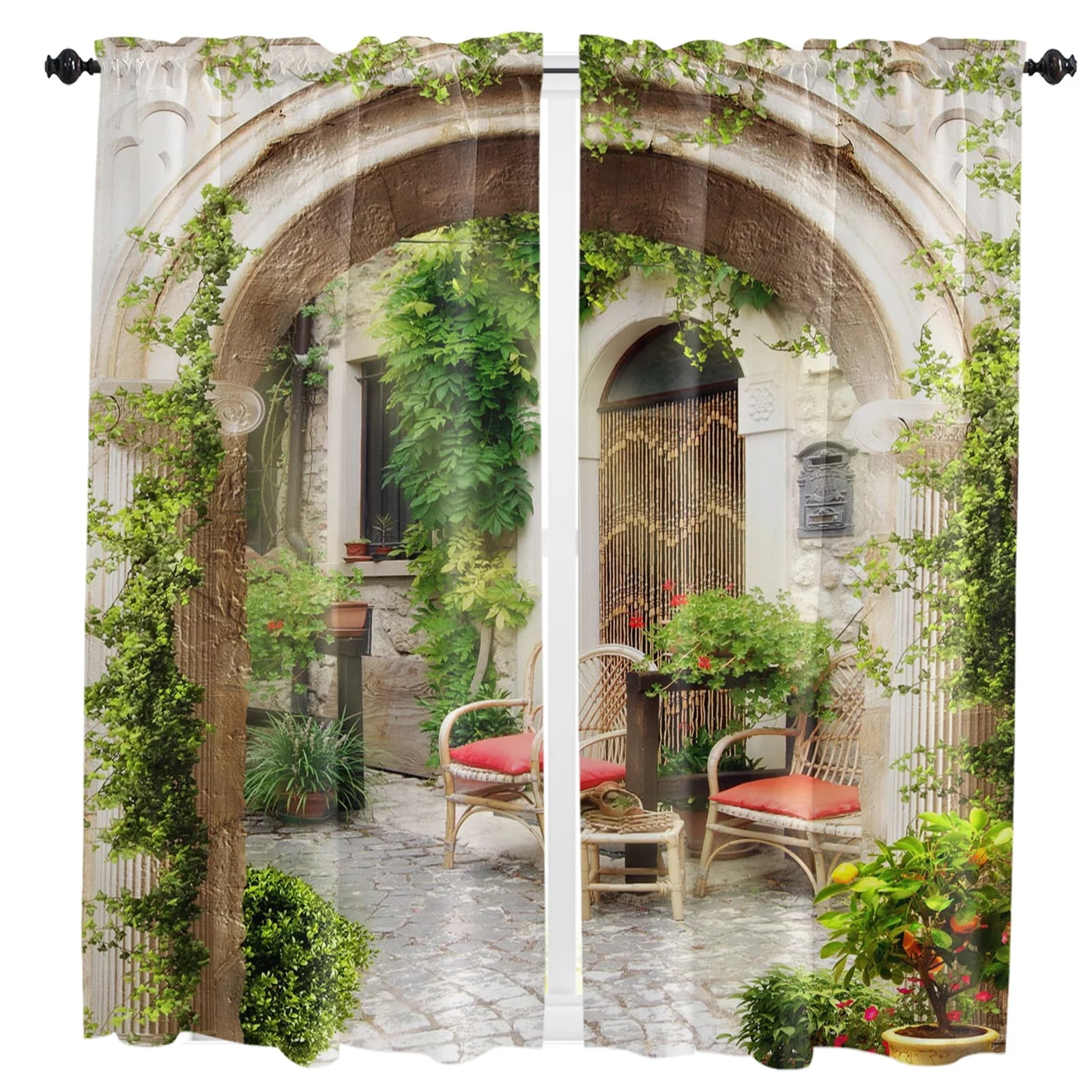 Garden Italian Arch Architectural Flowers Street Curtains in the ...