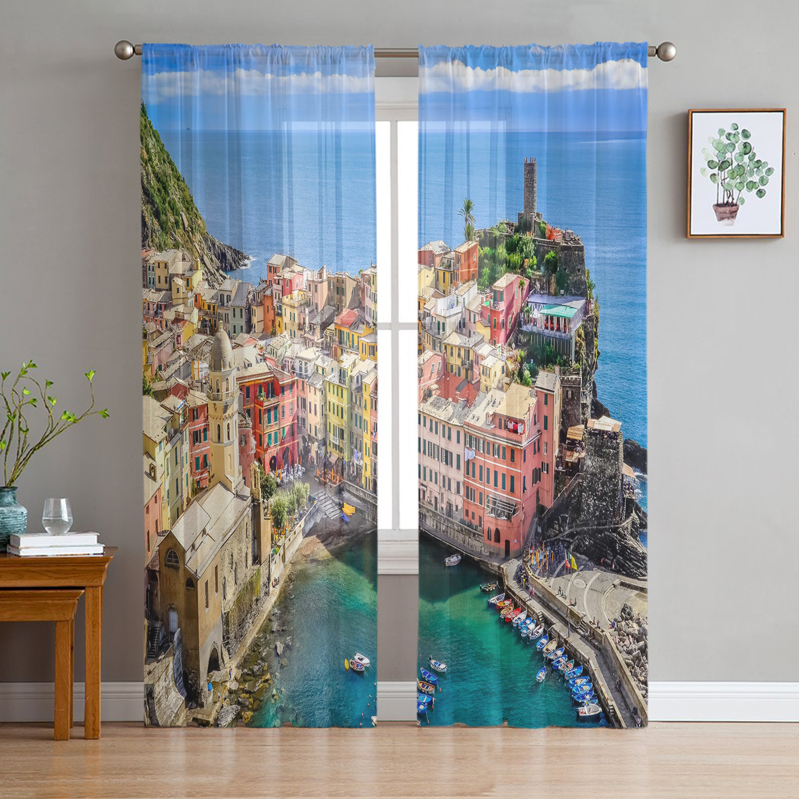 Garden Italian Arch Architectural Flowers Street Tulle Curtains for ...
