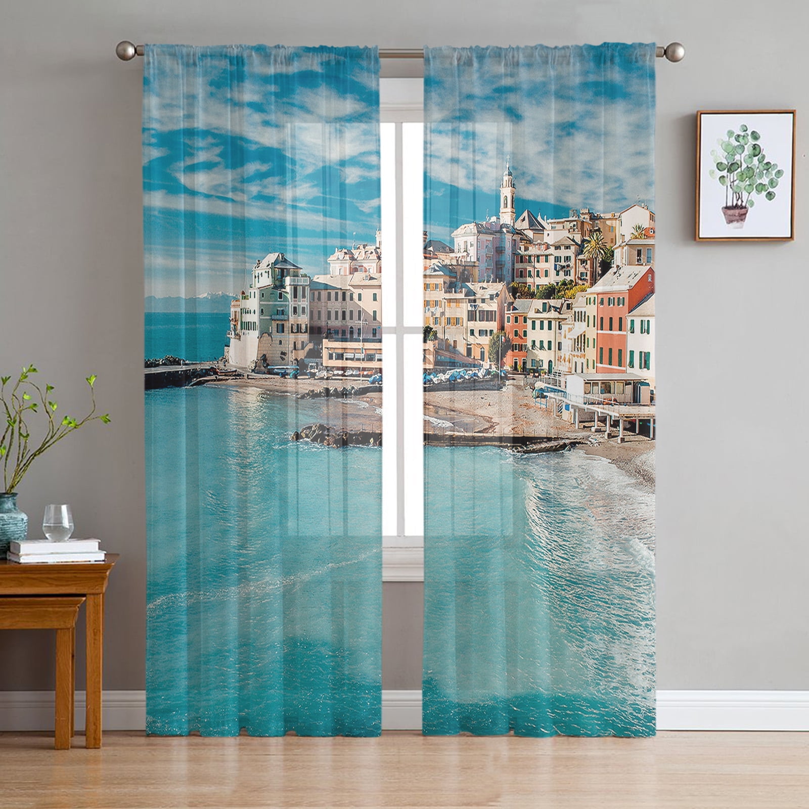 Garden Italian Arch Architectural Flowers Street Tulle Curtains for ...