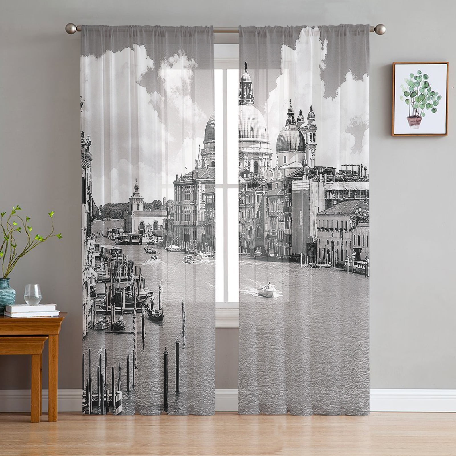 Garden Italian Arch Architectural Flowers Street Tulle Curtains for ...