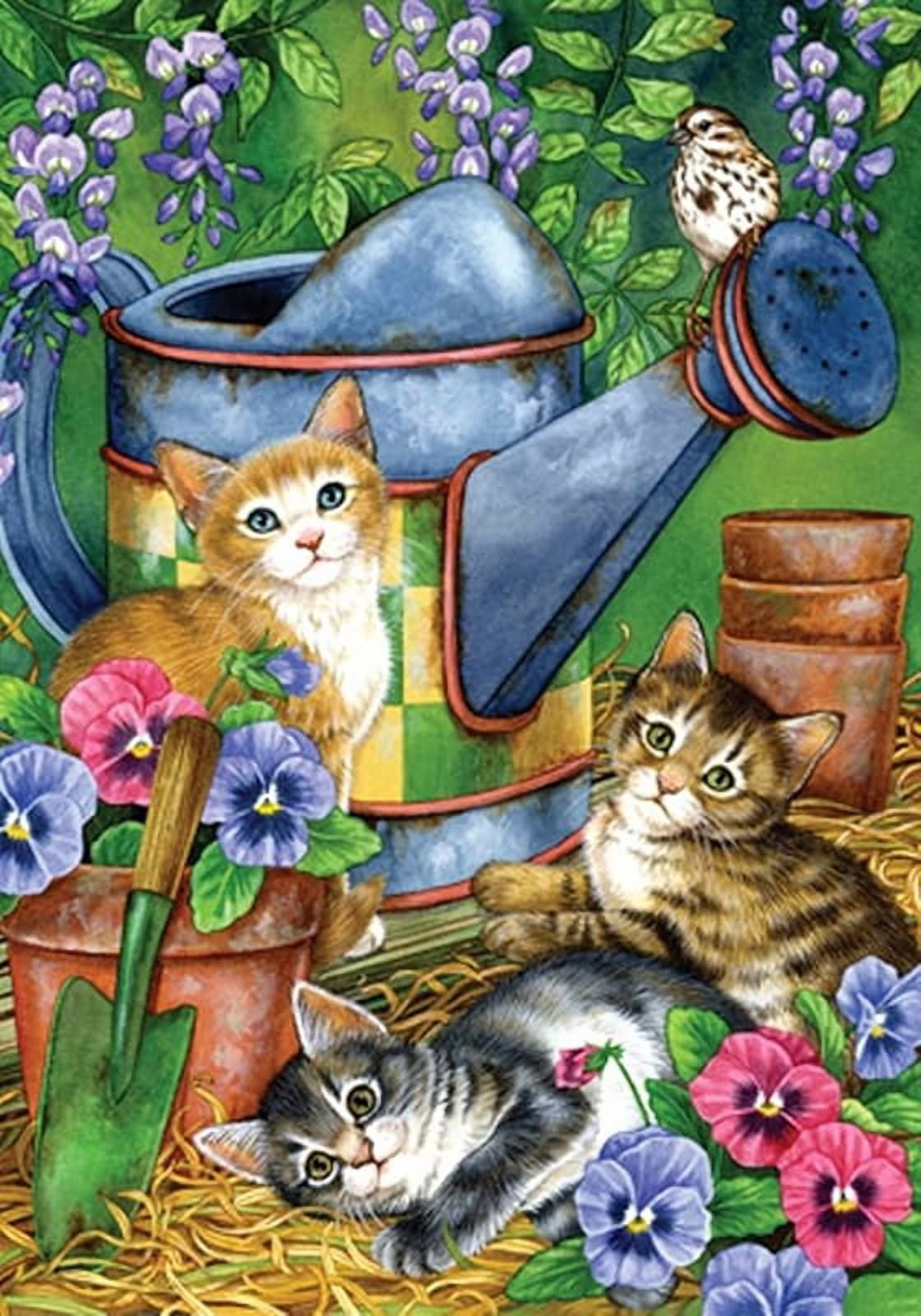 Garden Kitties Cat Flag 12x18 Inch Double Sided Cat Garden Flag for ...