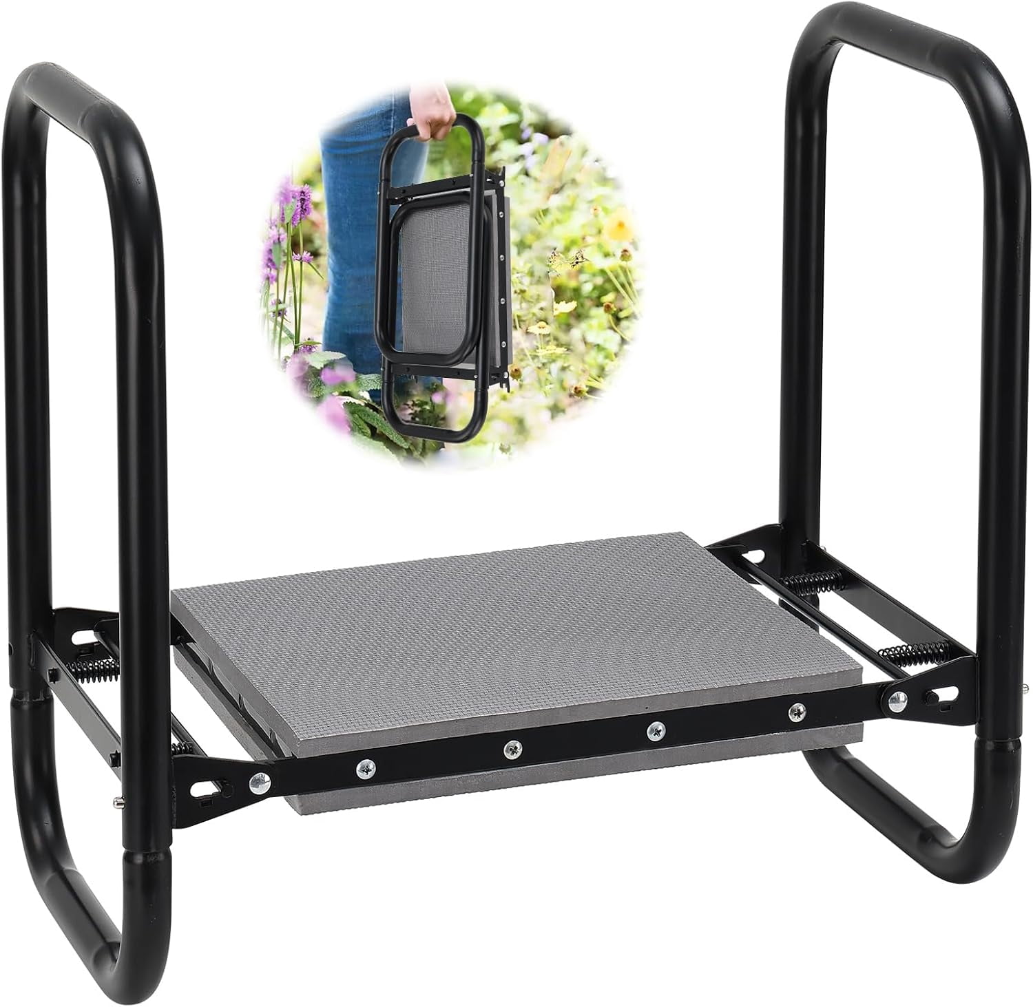 Garden Kneeler and Seat, Foldable Gardening Stool with Extra Thick Foam ...