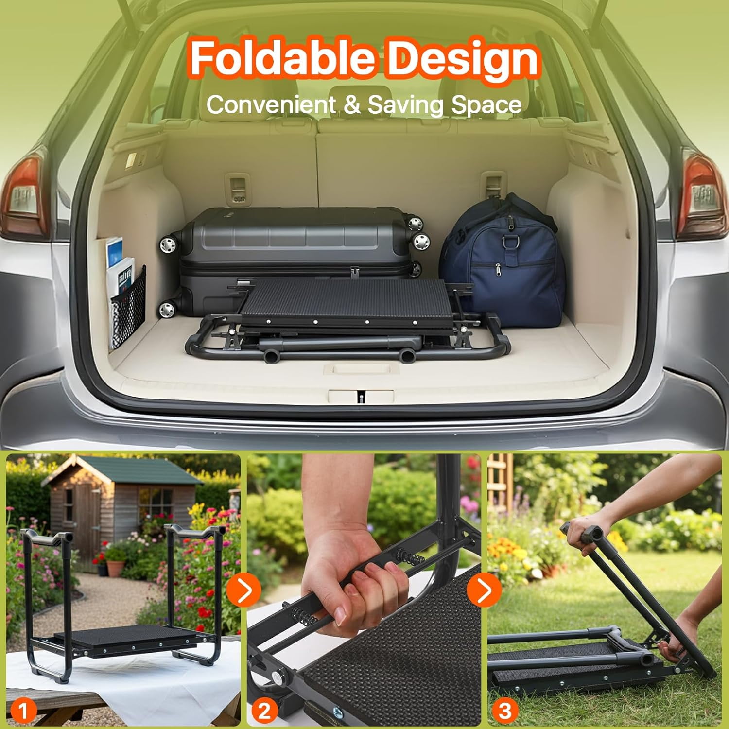 Garden Kneeler and Seat, Heavy-Duty Foldable Gardening Stool with Wider & Thicker EVA Pad, 2 ...