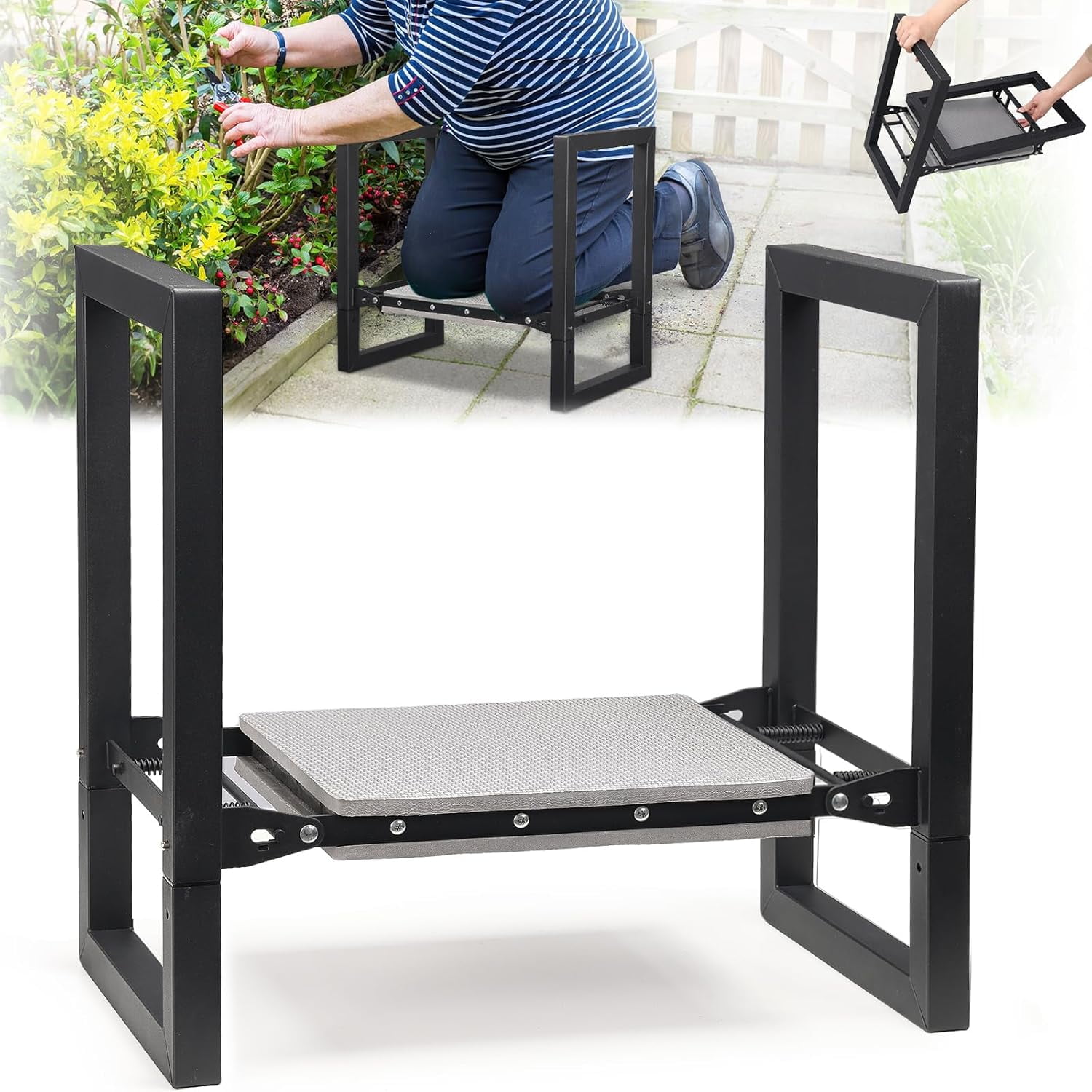 Garden Kneeler and Seat Heavy Duty Folding Garden Stool with Handles ...