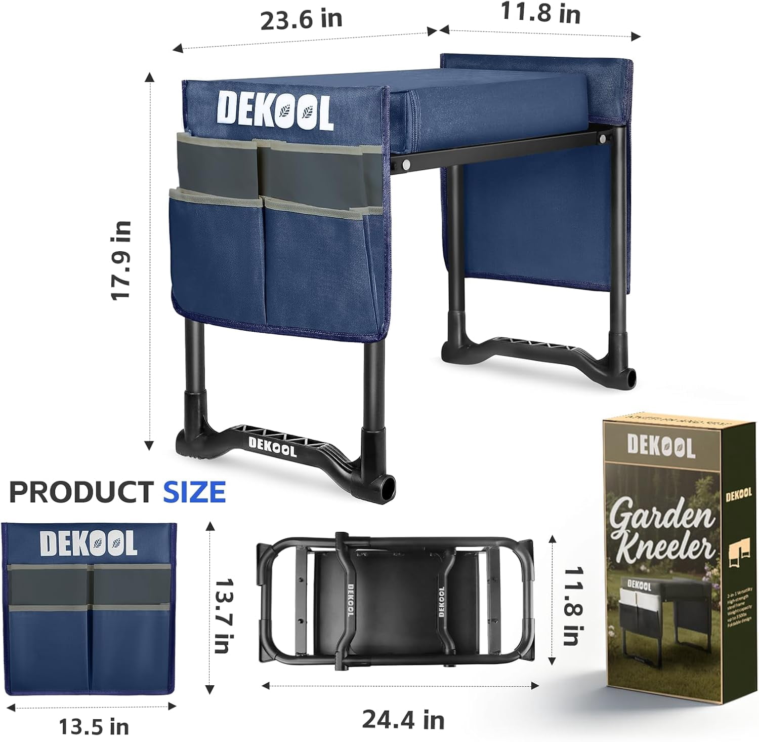 Garden Kneeler and Seat with Upgraded Wide & 3" Thick Kneeling Pad ...